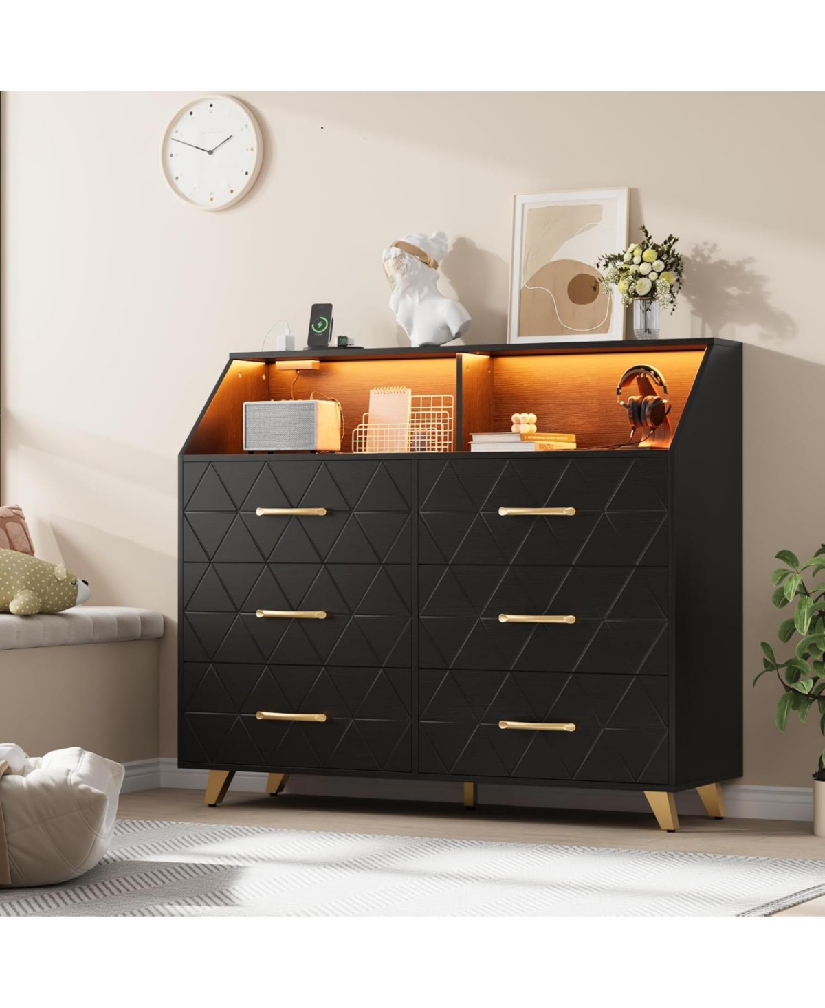 Click here for gaomon 47" Chest of Drawers  Lighted 6 Drawer... prices