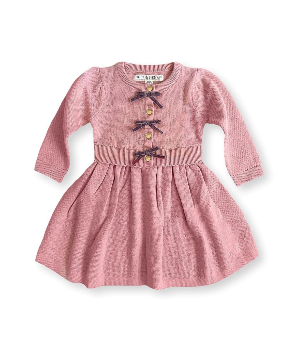 Click here for Hope & Henry Baby Girls Organic Button Front Bow D... prices