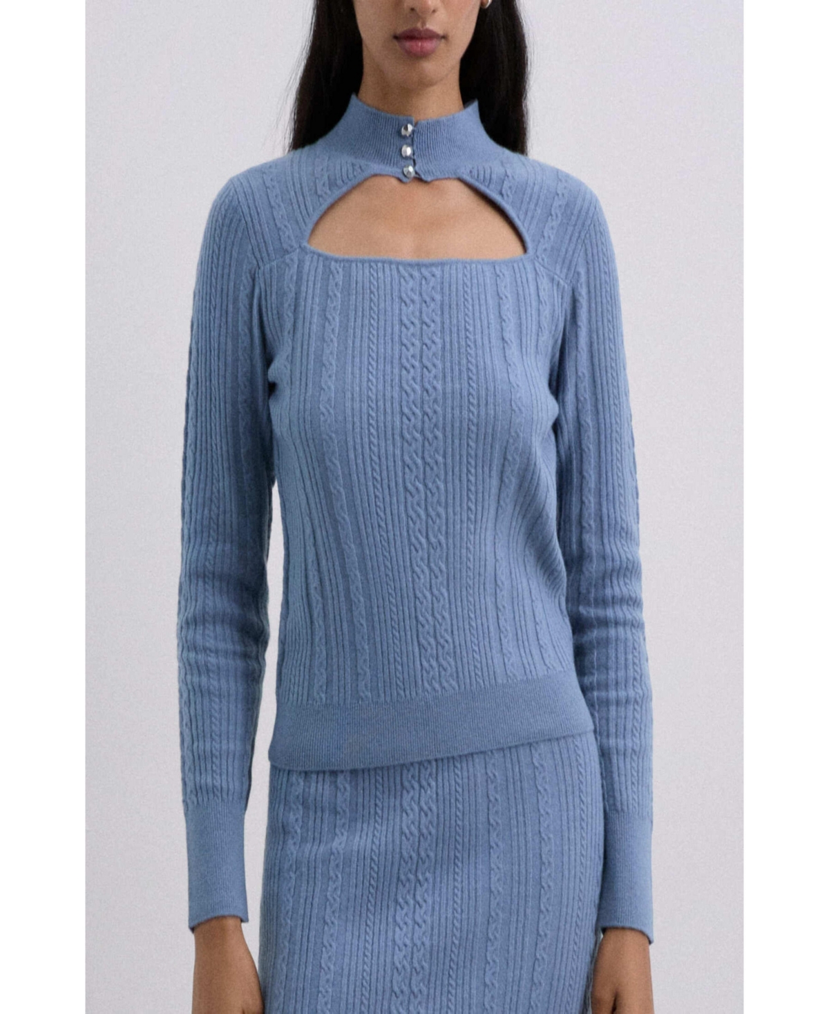 Click here for Scalpers Womens Butbraidopenset Jumper - Lightblue prices