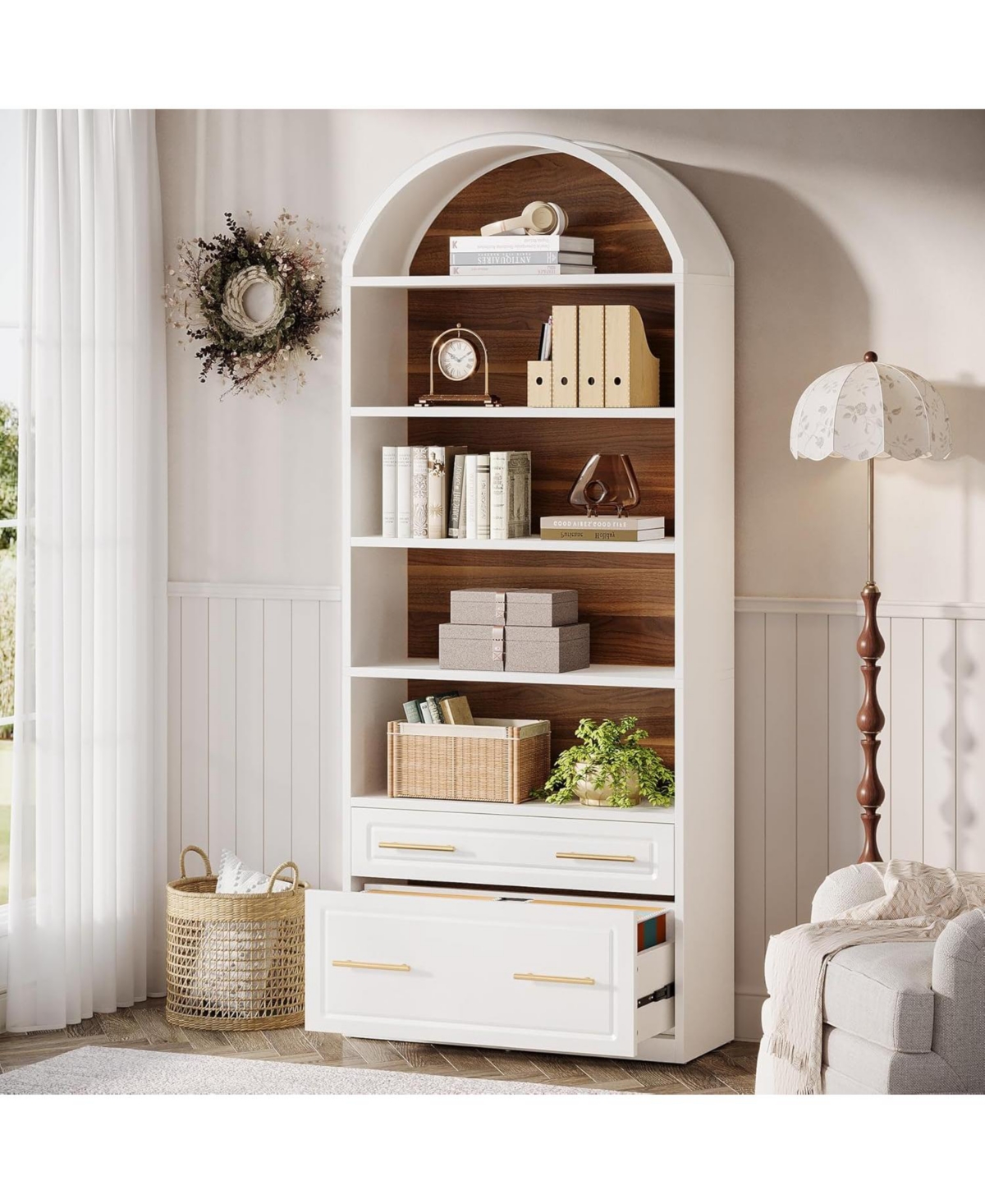 Click here for Tribesigns 76.8 Tall Arched Bookcase  5-Tier Books... prices