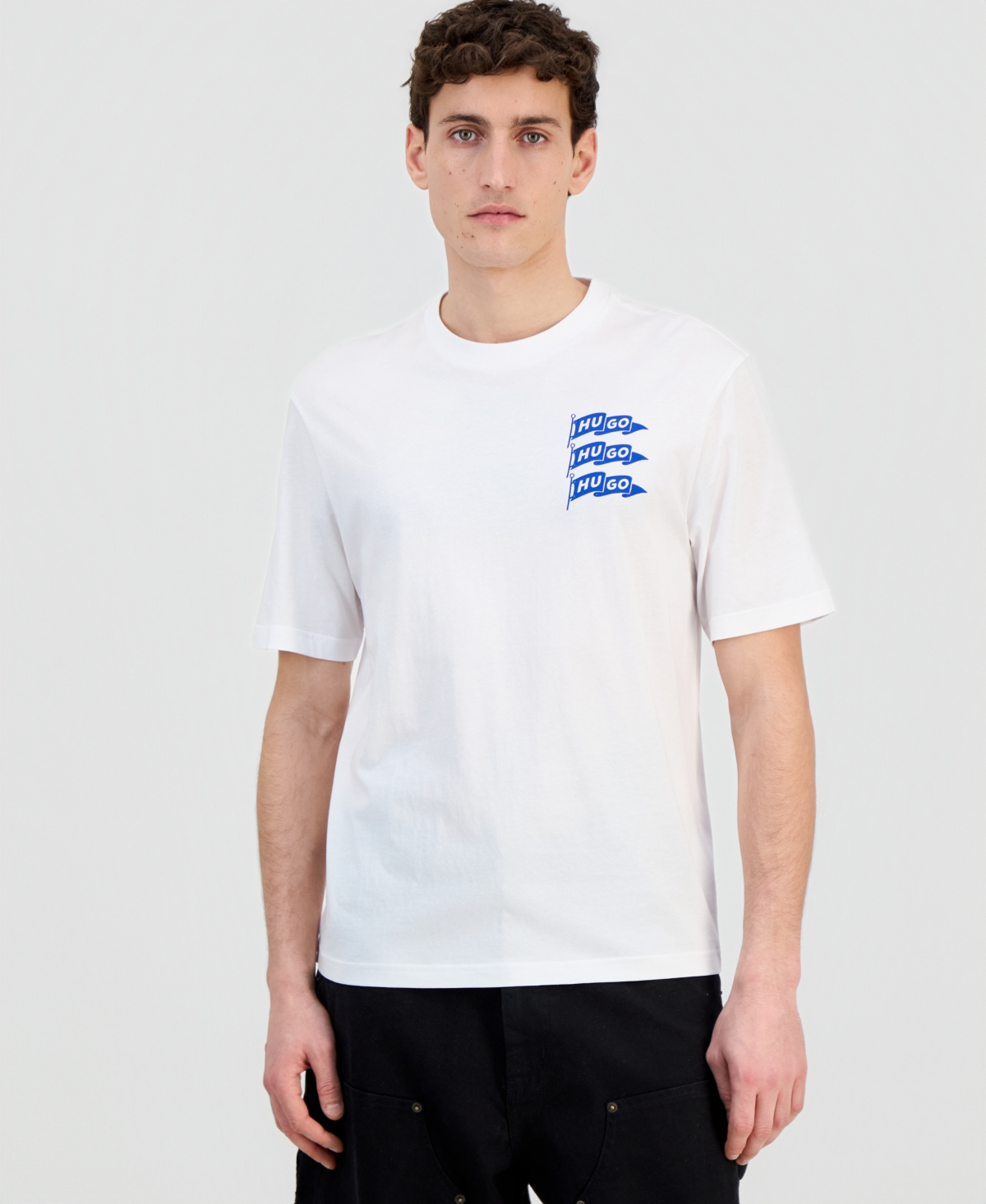 Click here for Hugo Boss Mens Cotton Logo Crewneck T-Shirt - whit... prices