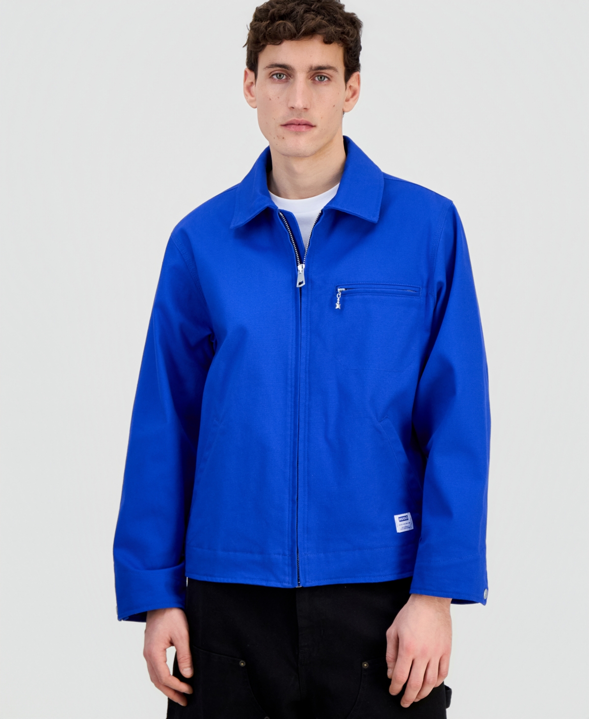 Click here for Hugo Boss Mens Cotton-Blend Zip Jacket - blue prices