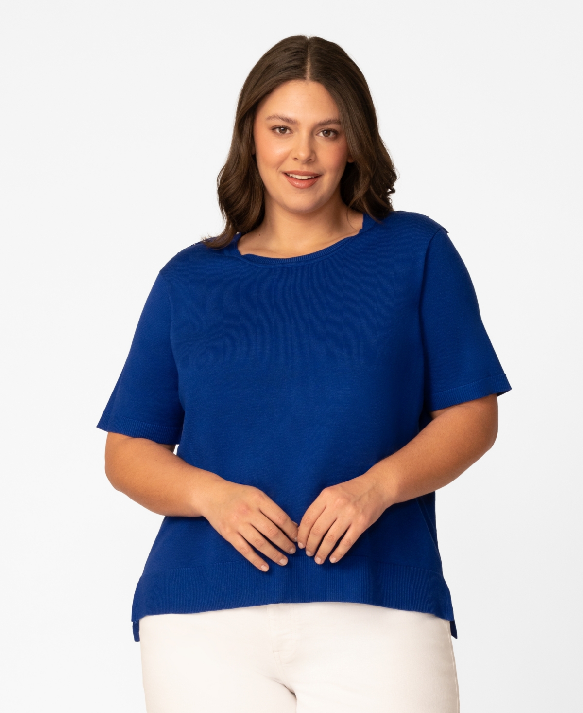 Click here for Melissa Paige Plus Size Lace Shoulder Boxy Crewnec... prices