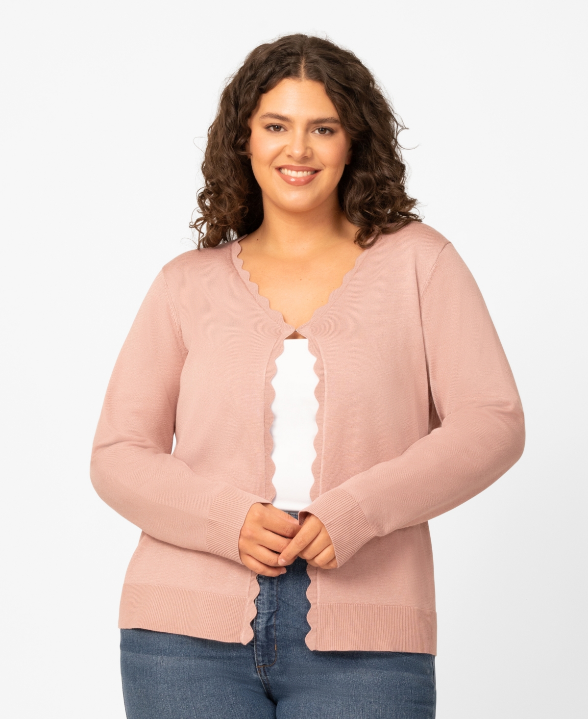 Click here for Melissa Paige Plus Size Scalloped Trim Button Fron... prices