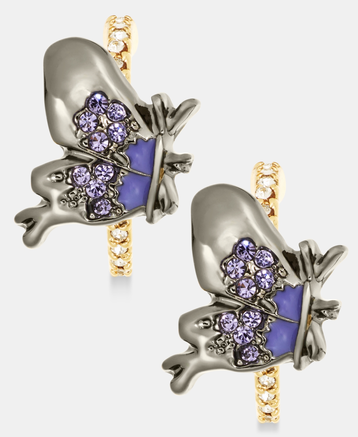 Click here for Anne Klein Small Pave Butterfly C-Hoop Earrings  0... prices