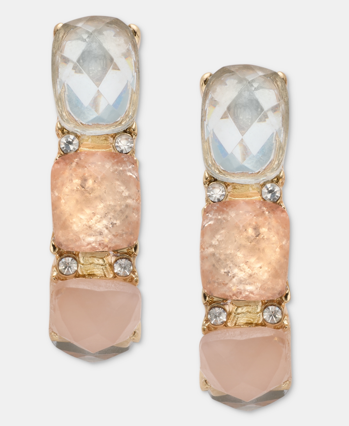 Click here for Anne Klein Small Crystal & Stone Huggie Hoop Earri... prices