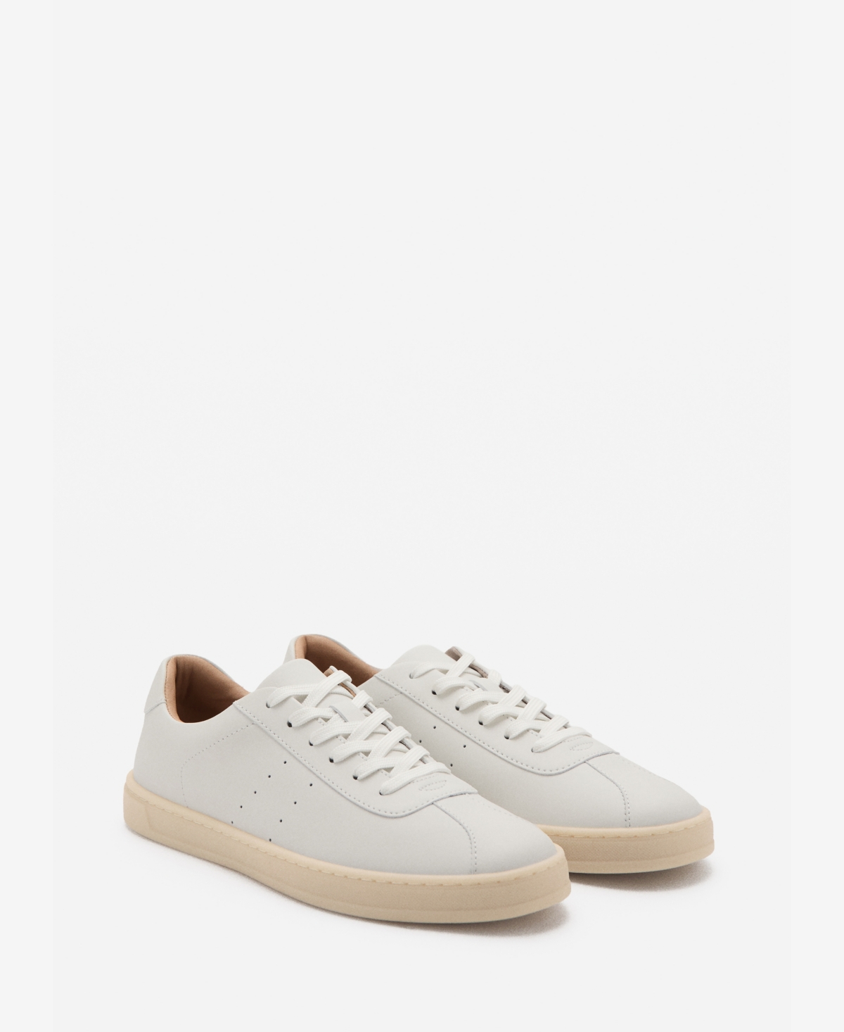 Click here for Mango Mens Leather Panel Sneakers - White prices