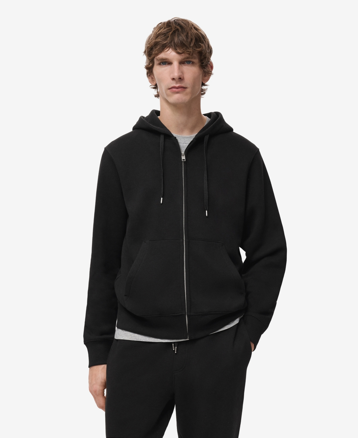 Click here for Mango Mens Zipped Hoodie - Black prices