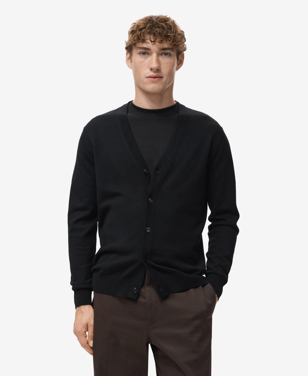 Click here for Mango Mens Merino Wool Cardigan - Black prices