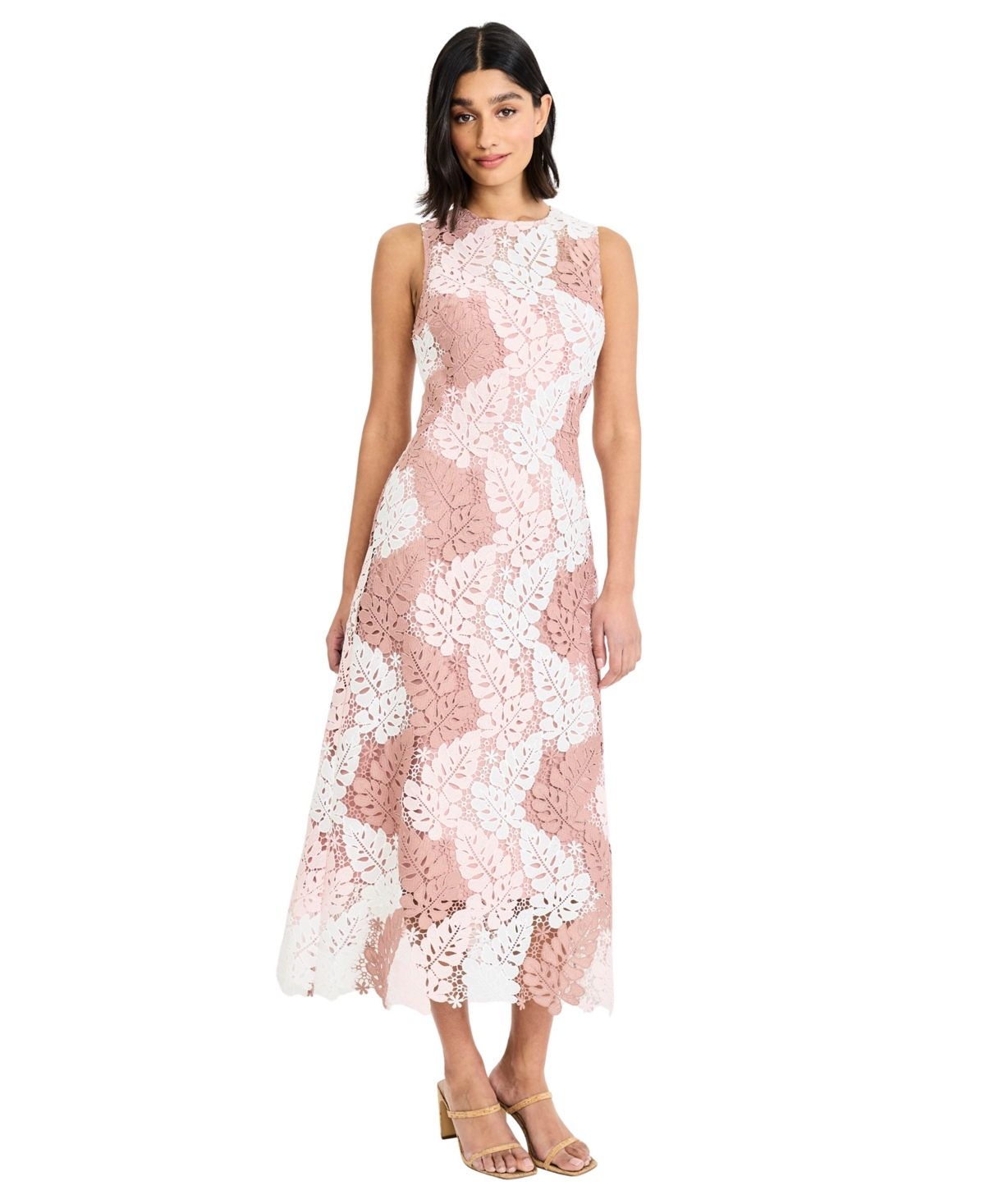 Click here for Maggy London Womens Sleeveless Lace Midi Dress - R... prices