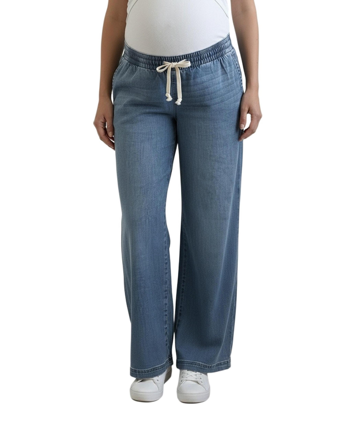 Click here for Womens Under the Belly Tie Waist Denim Wide Leg Pa... prices