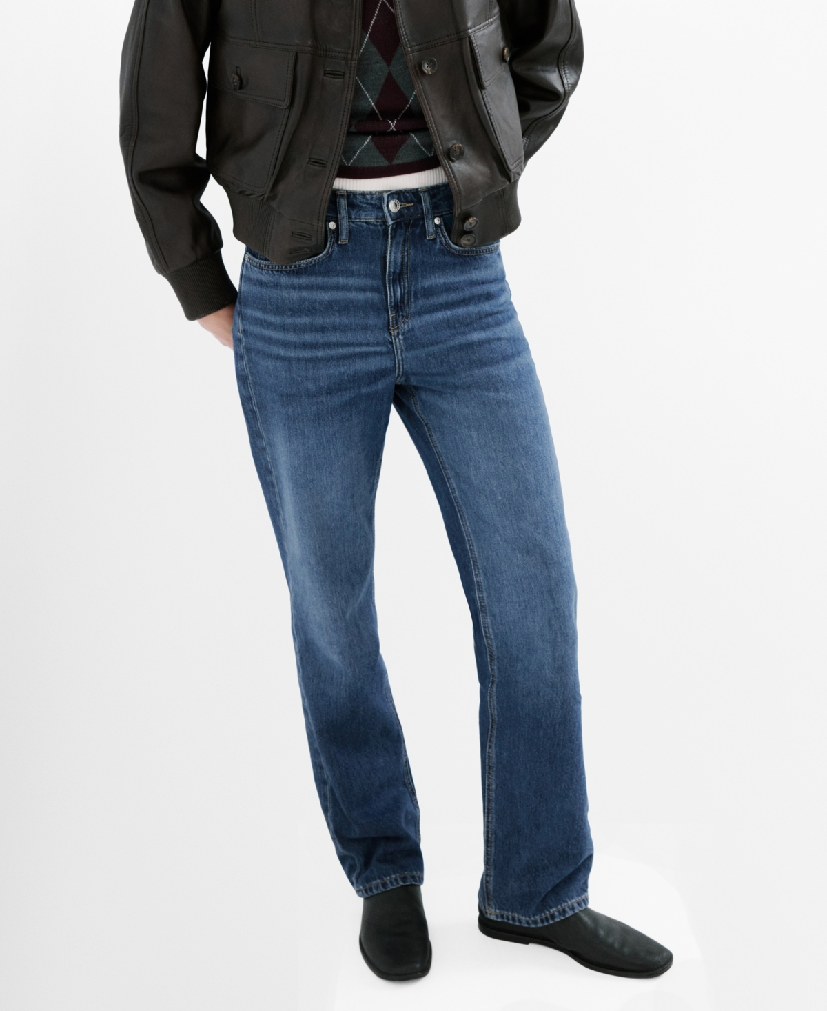 Click here for Mango Womens Matilda Mid-Rise Straight Jeans - Dar... prices