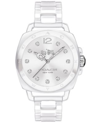 COACH Women's Boyfriend White Ceramic Bracelet Watch 34mm 14502503 - Macy's