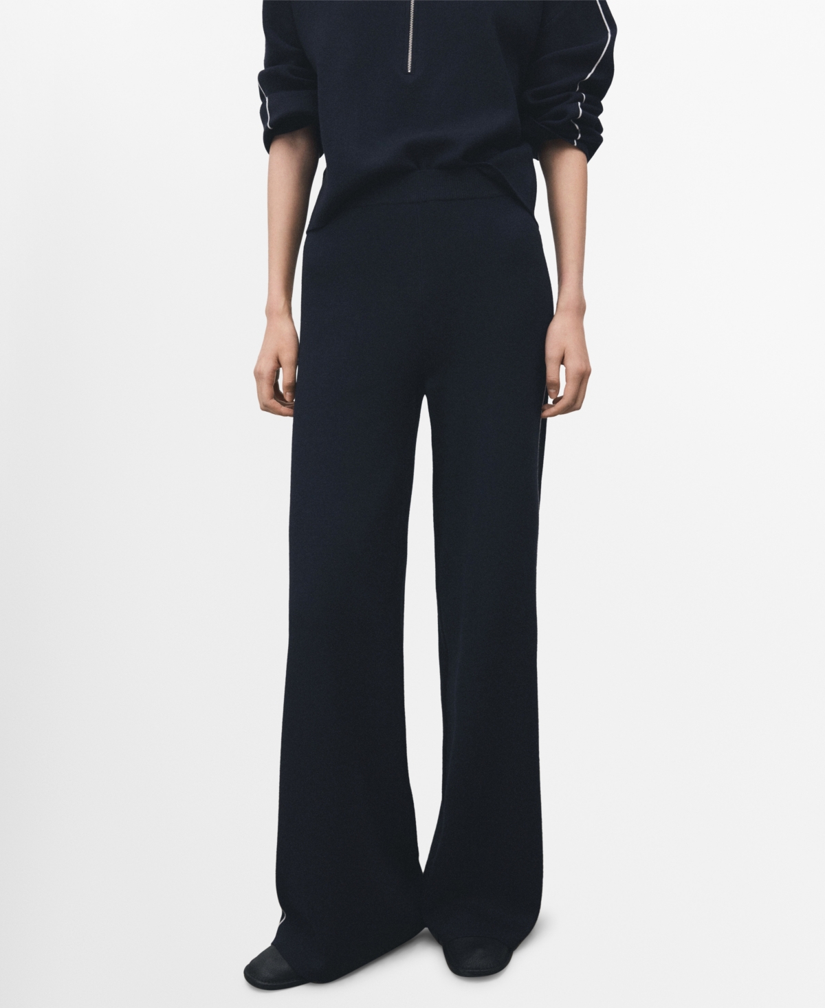 Click here for Mango Womens Contrast Stripe Straight Pants - Navy prices