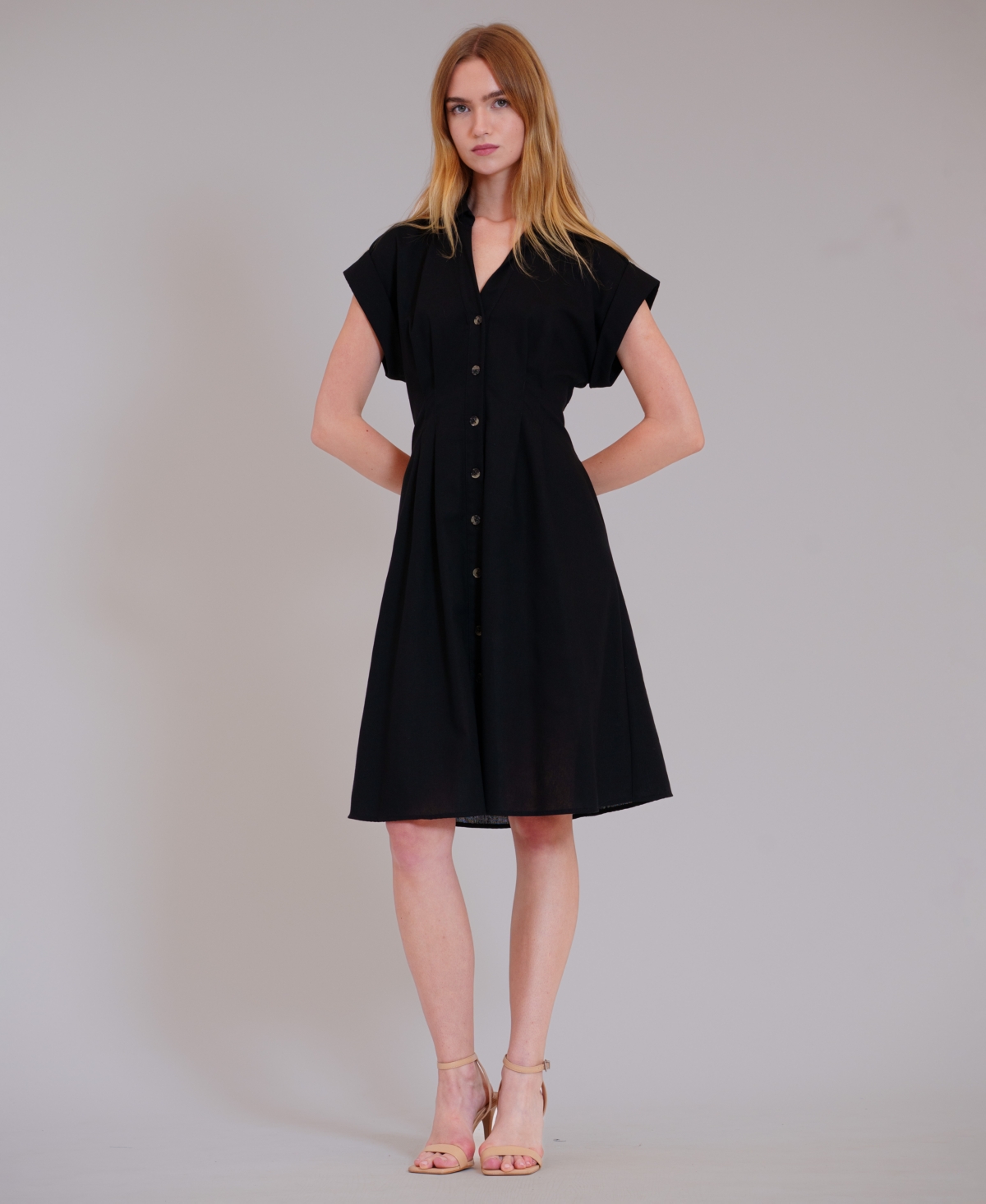 Click here for julia jordan Womens Pintuck-Waist Shirtdress - Bla... prices