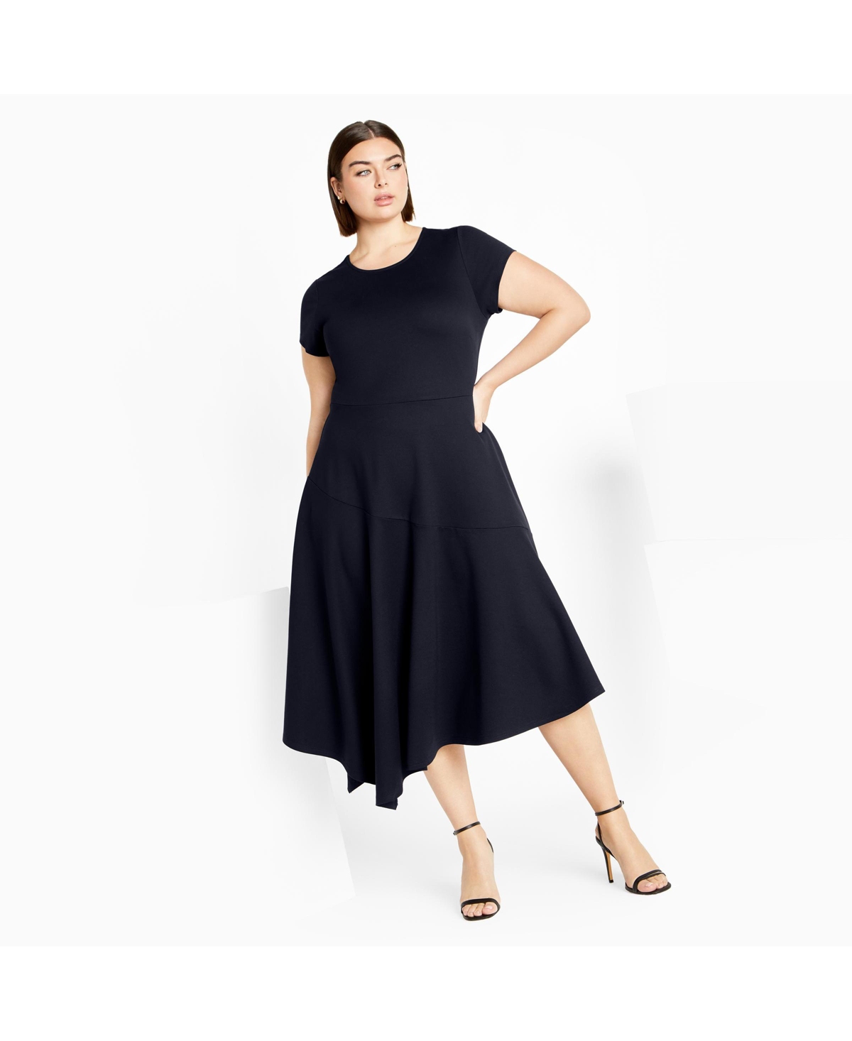 Click here for City Chic Womens Plus Size Ponte Flare Dress - Nav... prices