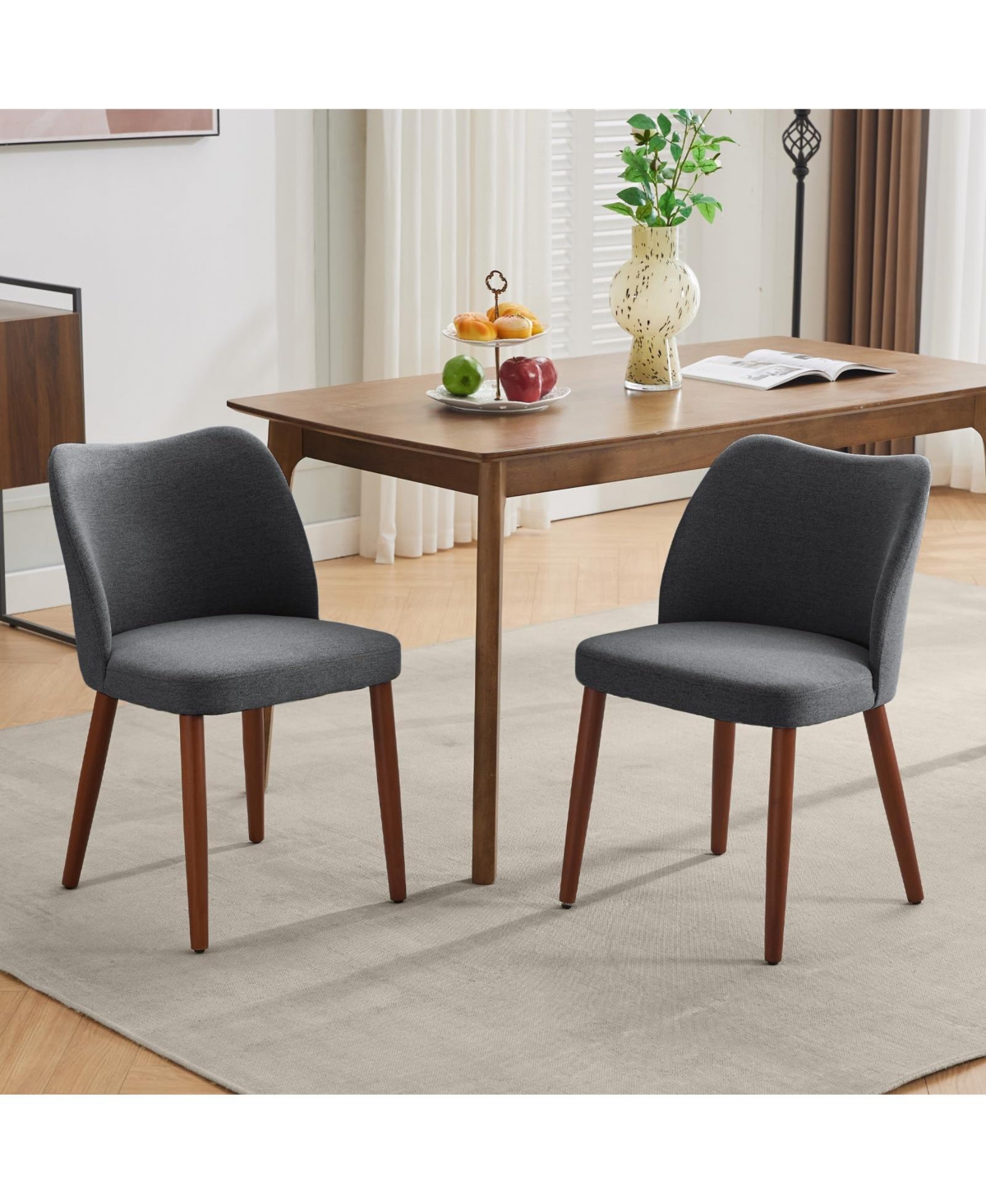 Click here for gaomon Set of 2 Linen Upholstered Dining Chairs  W... prices