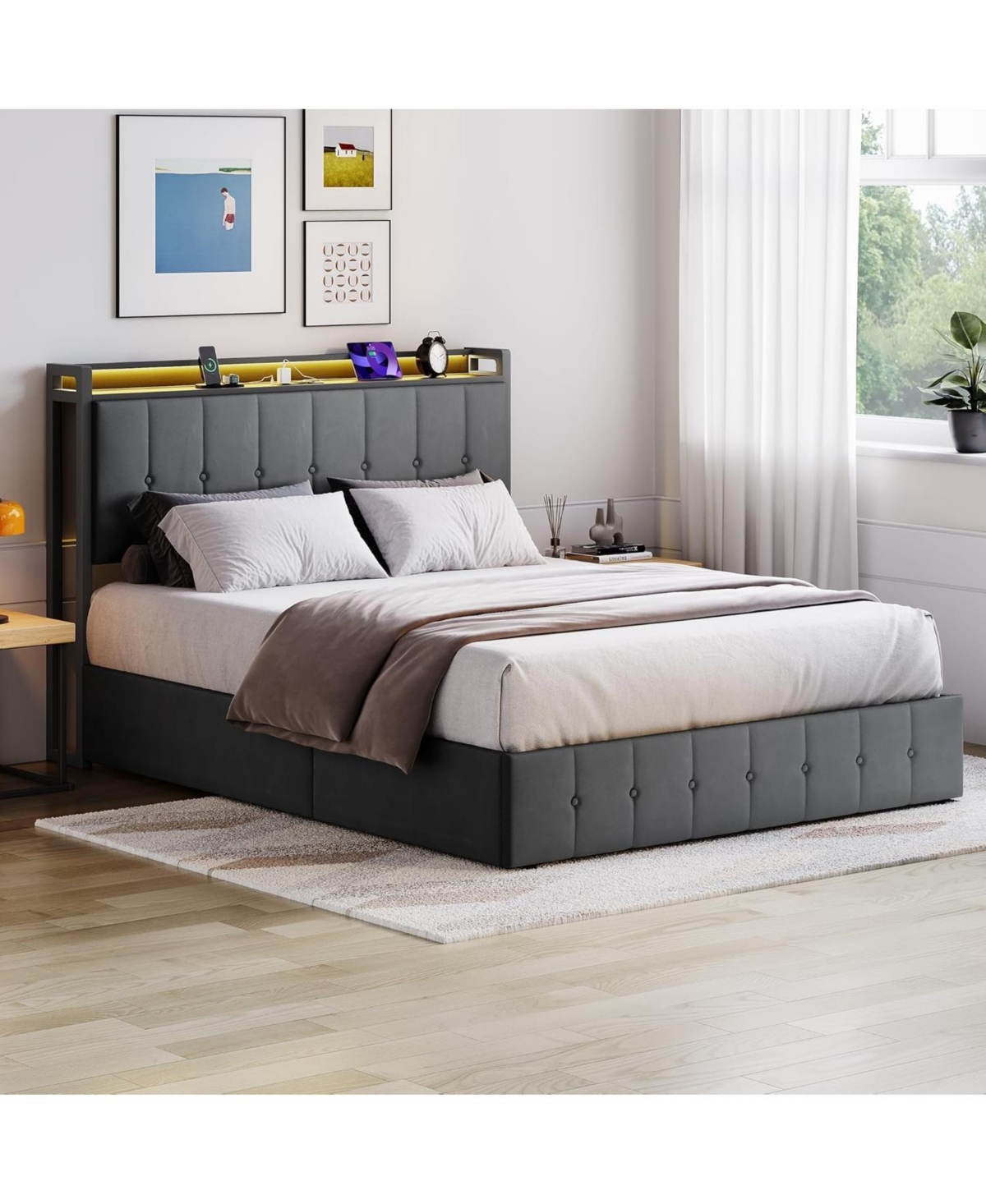 Click here for gaomon Full Upholstered Bed Frame with Lift-Up Sto... prices