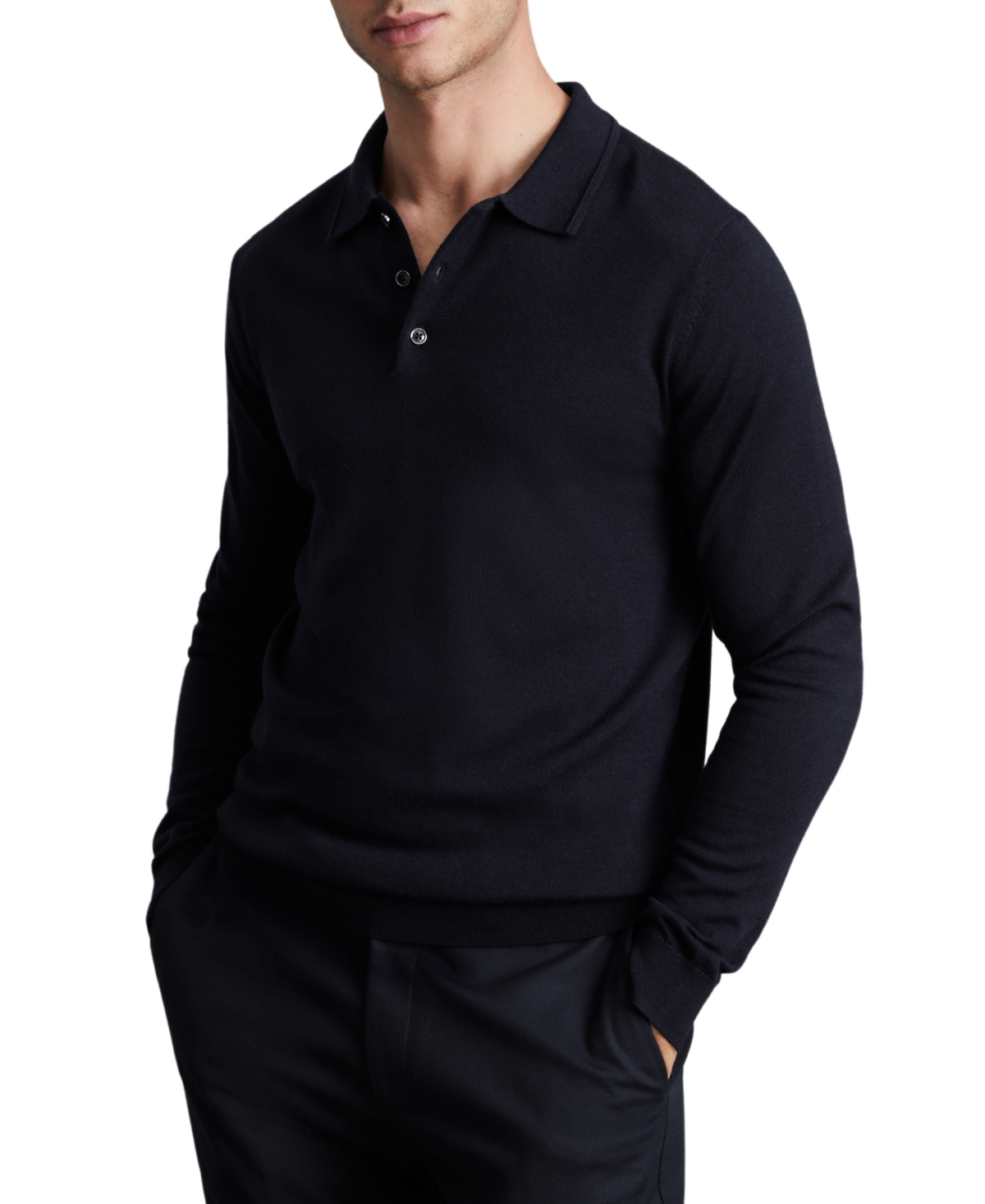 Click here for Reiss Mens Merino Wool Polo Shirt - Navy prices