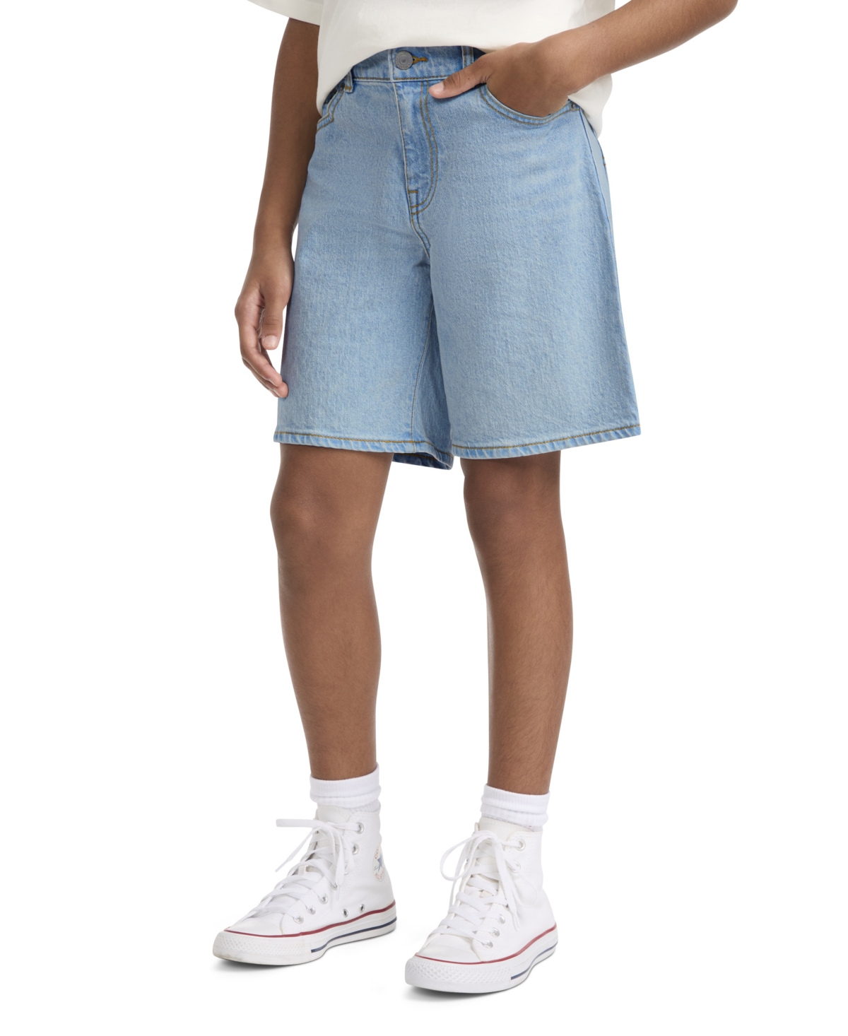 Click here for Levis Big Girls 94 Baggy Shorts - Light Pastel Blu... prices