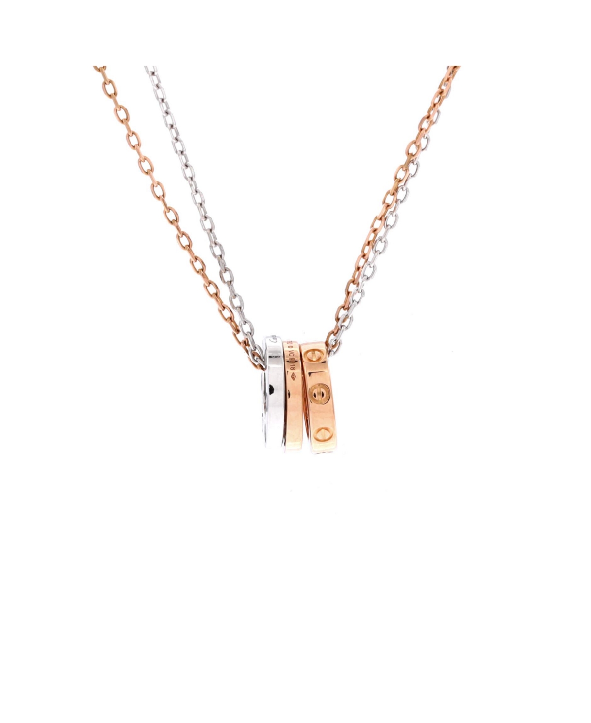 Click here for Pre-Owned Cartier Love 3 Ring Pendant Necklace - 1... prices