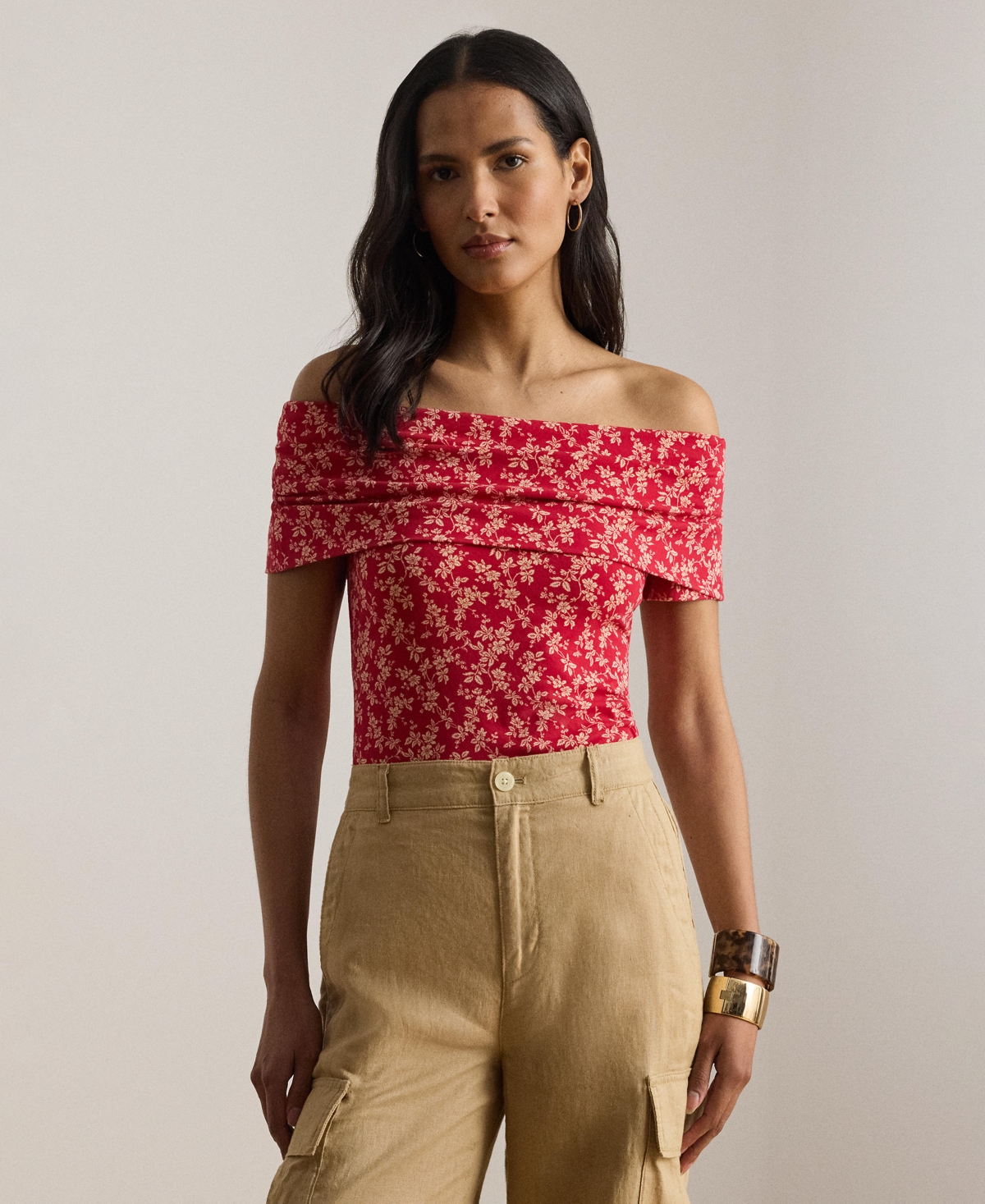 Click here for Lauren Ralph Lauren Womens Floral Print Off-The-Sh... prices