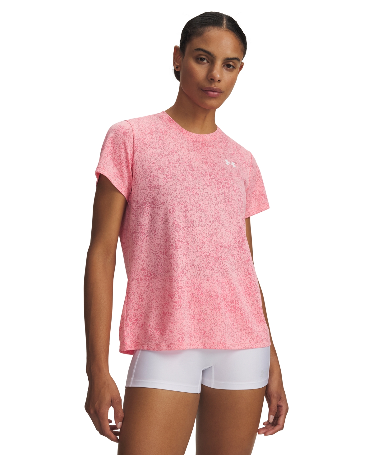 Under Armour Womens Tech Pixelate Short-Sleeve Top - Super Pink