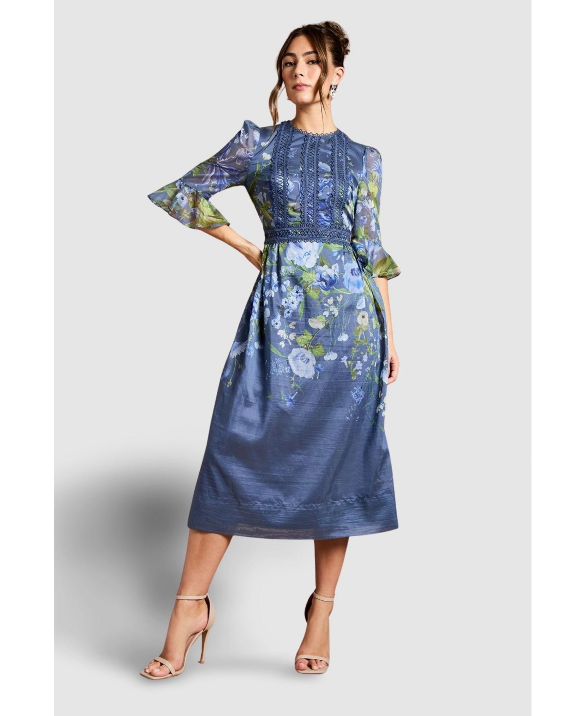 Click here for Coast Womens Placement Print Organza Midi Dress -... prices