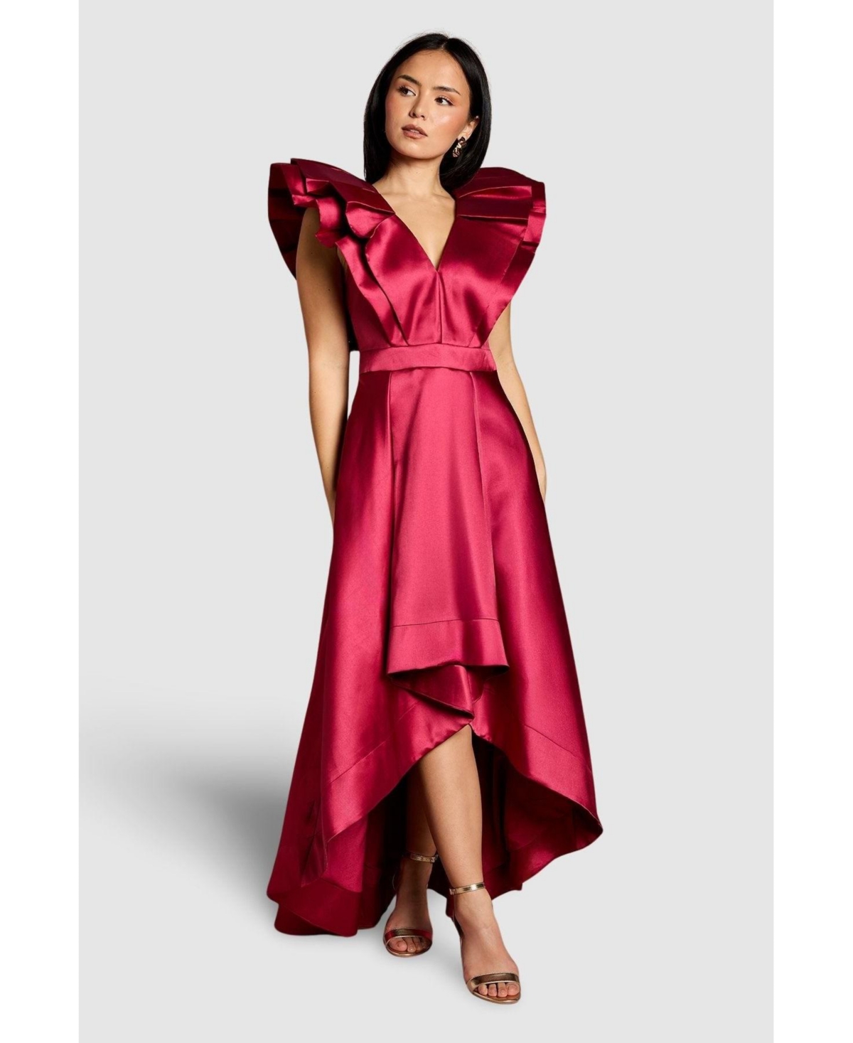 Click here for Coast Womens Frill Sleeve Midi Dress - Red prices