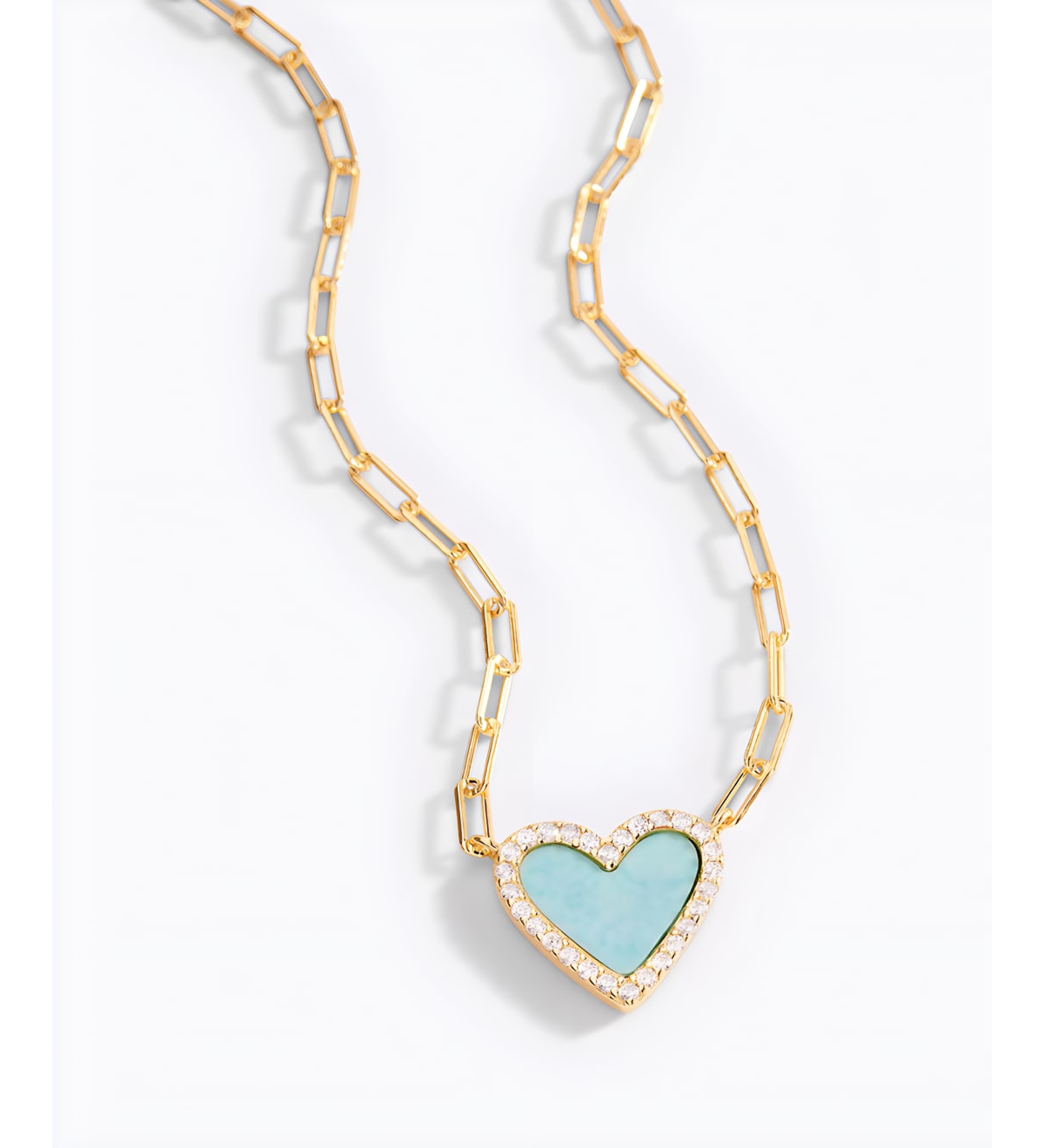 Click here for Mint & Lily Dainty Heart Paperclip Necklace in 18k... prices