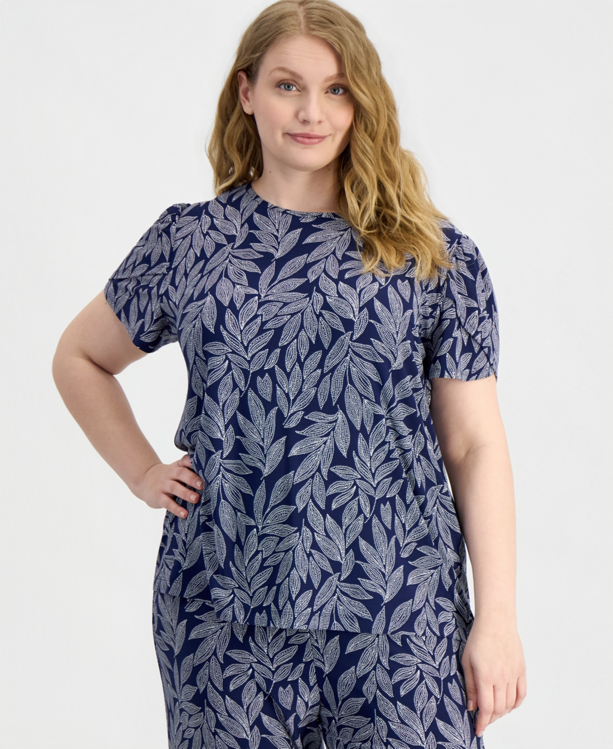 Click here for Anne Klein Essentials Plus Size Tulip-Sleeve Knit... prices