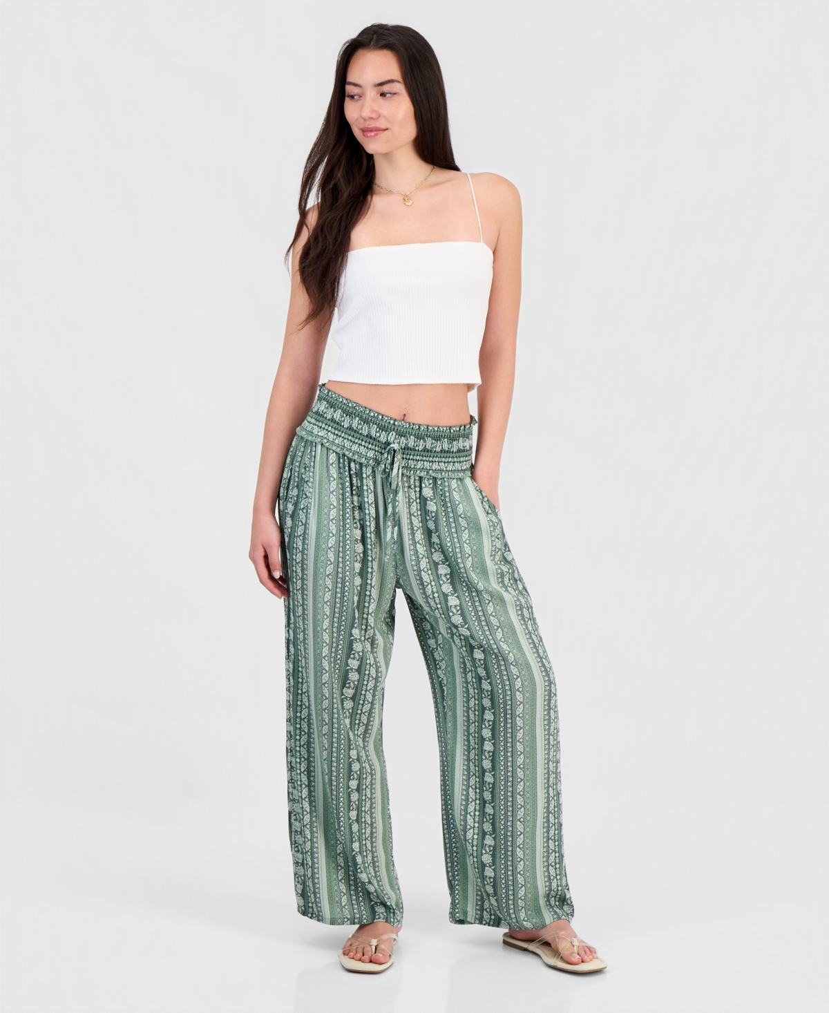 Click here for Kingston Grey Juniors Printed Wide-Leg Pants - Gre... prices