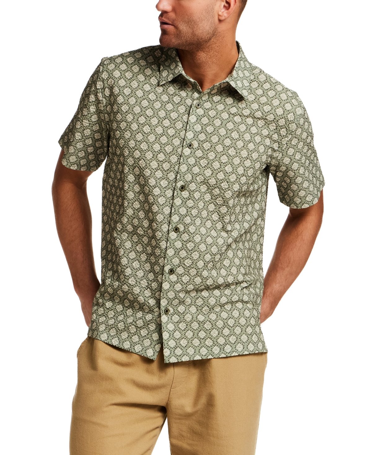 Click here for Vintage & Black Mens Printed Regular-Fit Collared... prices