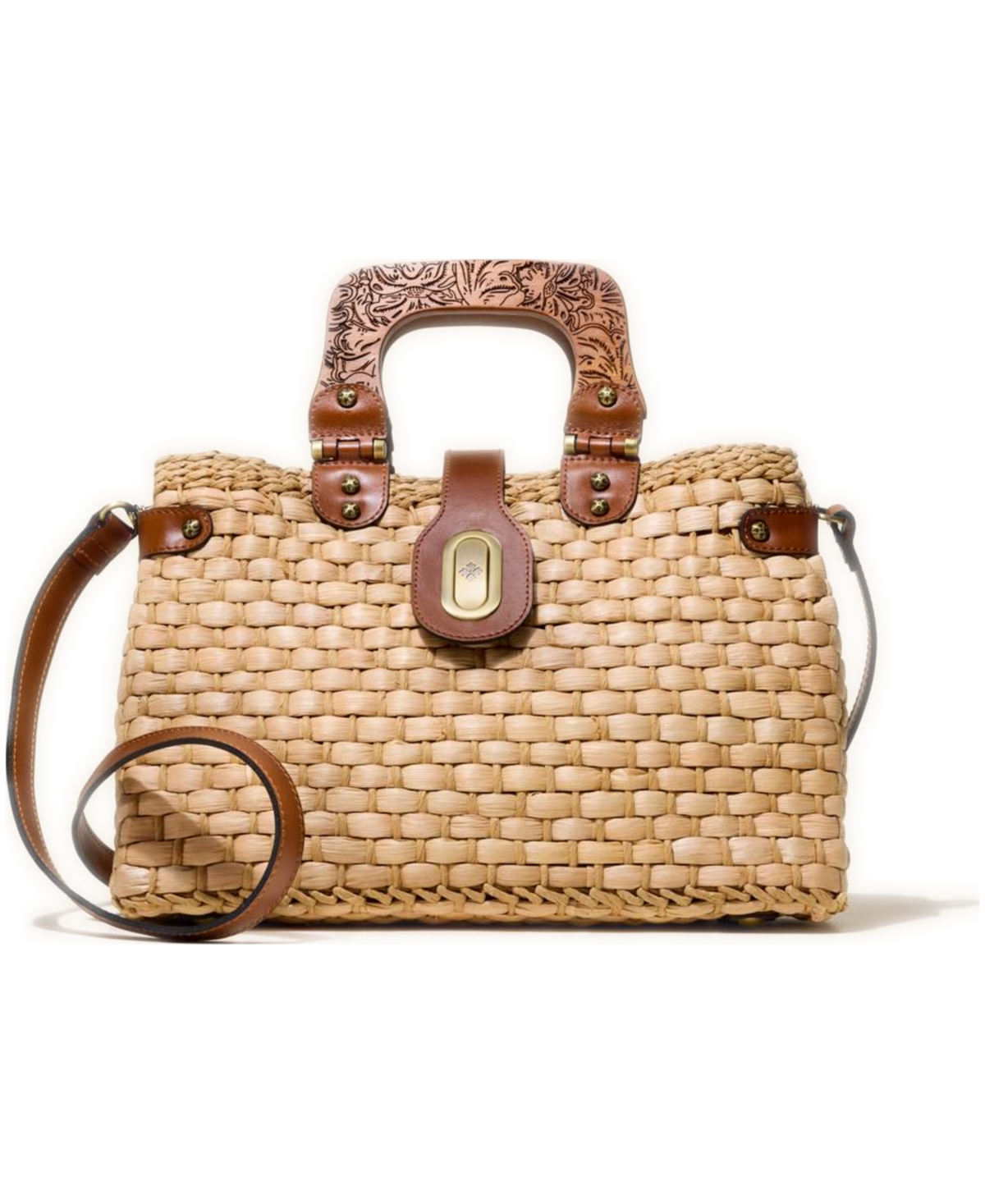 Click here for Patricia Nash Sancia Medium Straw Satchel - Natura... prices