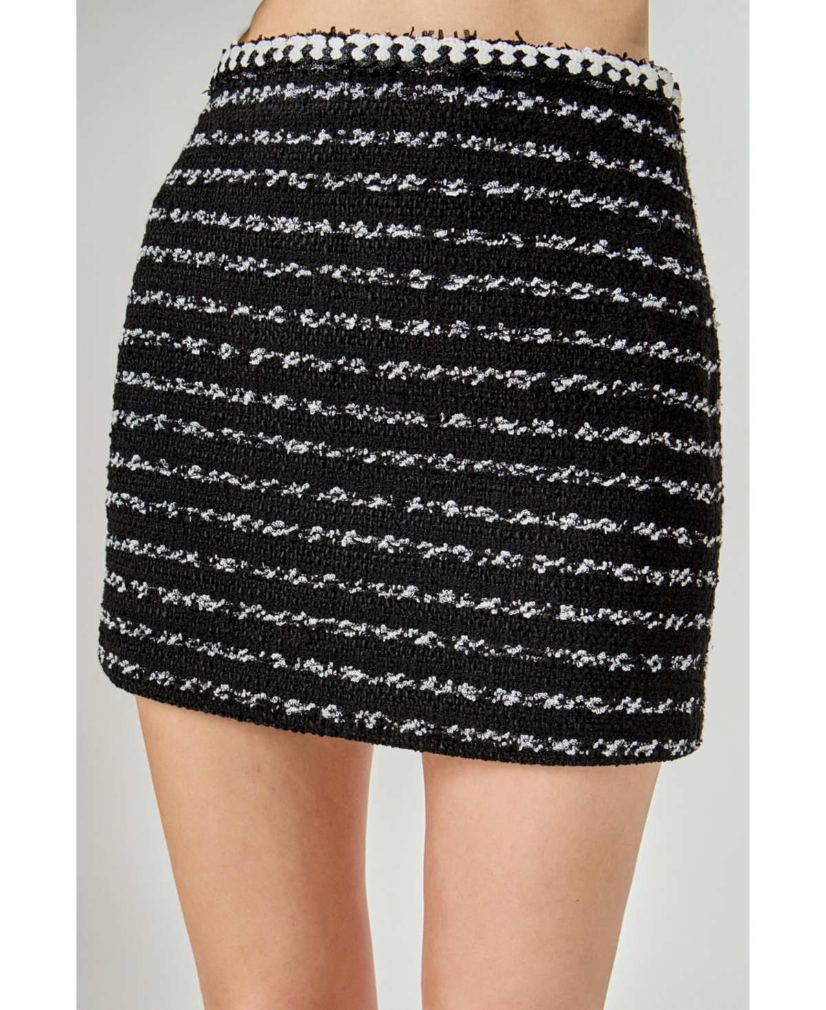 Click here for endless rose Womens Striped Tweed Skirt - Black prices