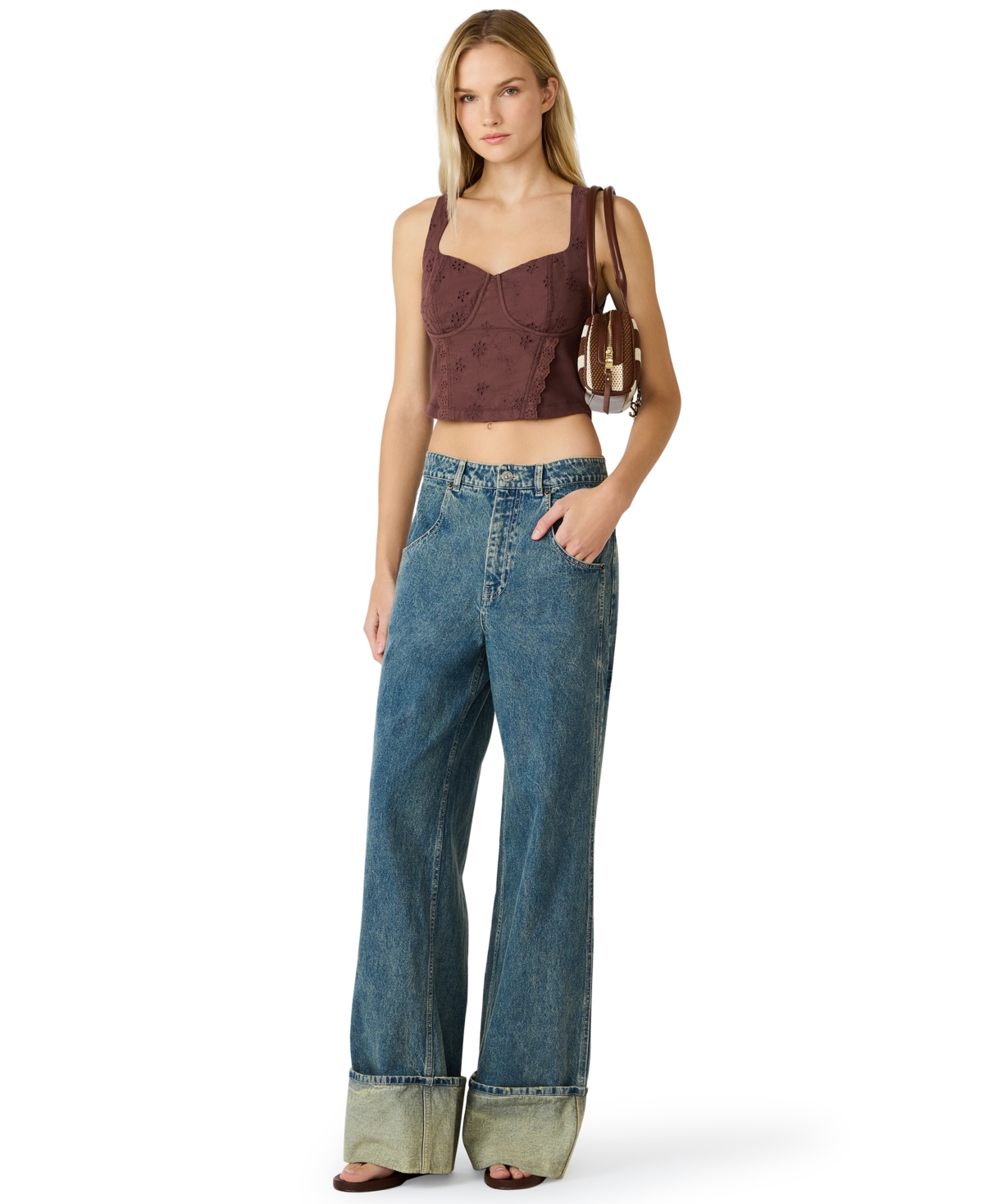 Click here for Steve Madden Womens Dixie Sweetheart Neck Top - Fr... prices