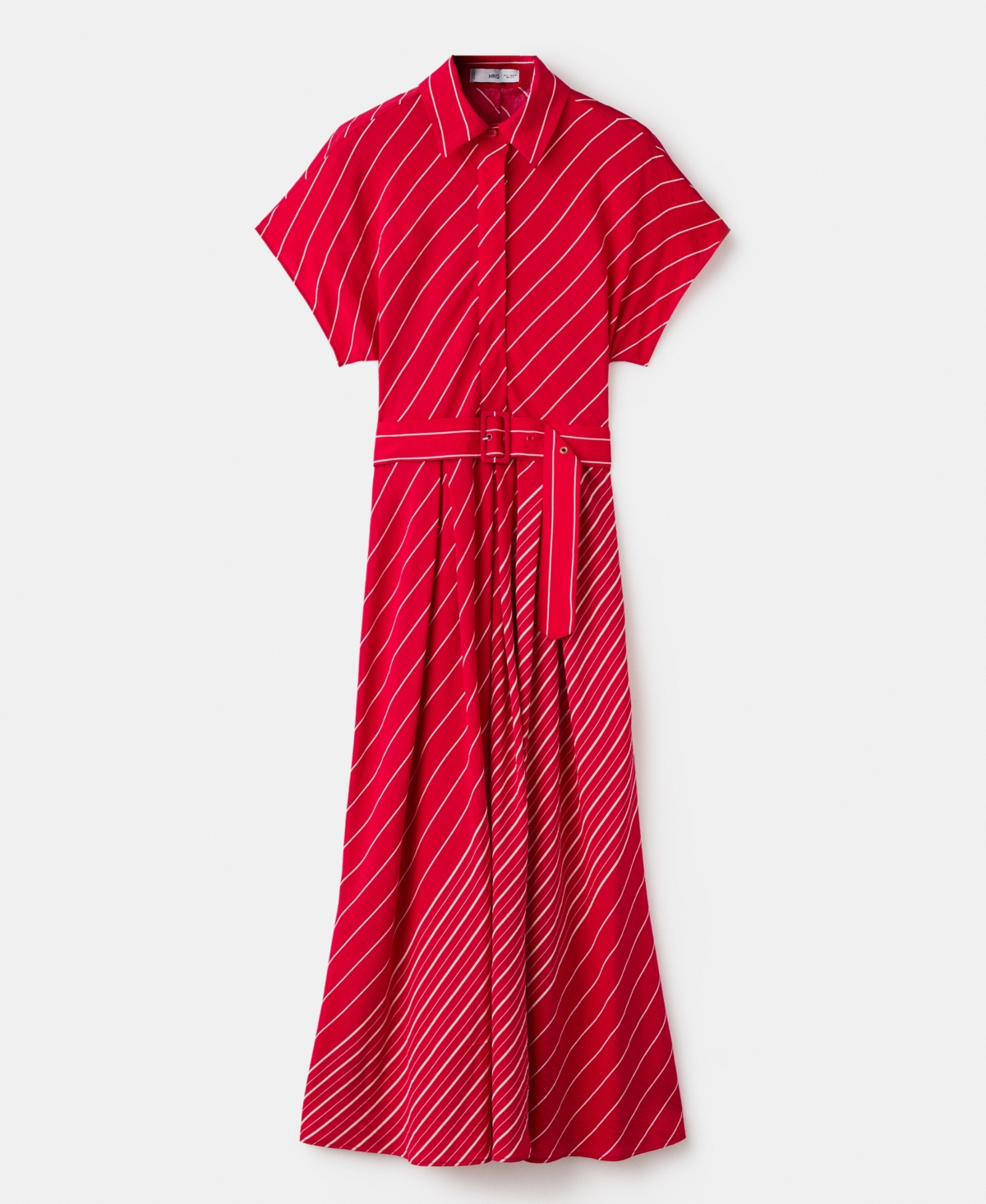 Click here for Mango Womens Belted Striped Shirt Dress - Red prices