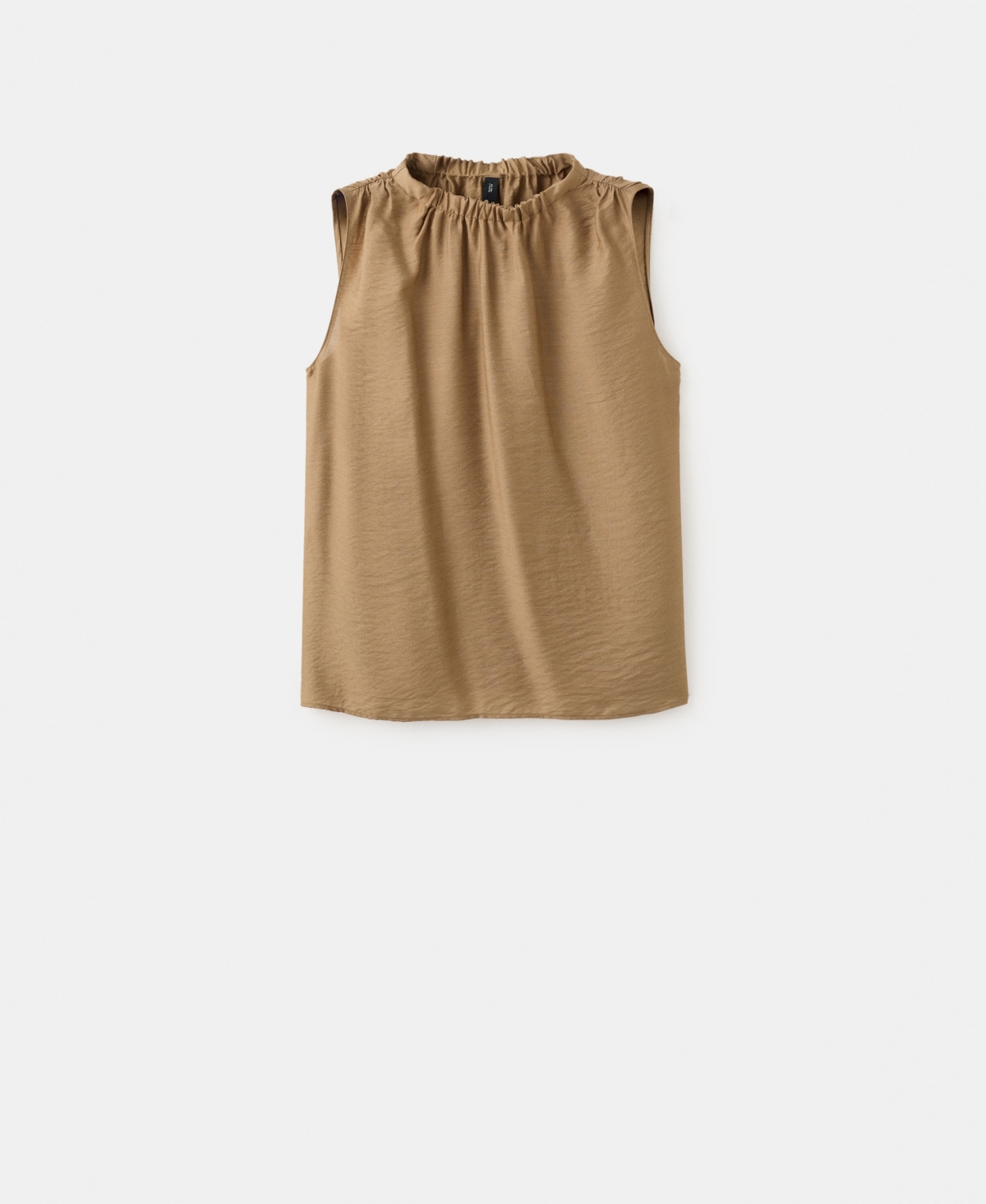 Click here for Mango Womens Ruched Neck Satin Top - Brown prices