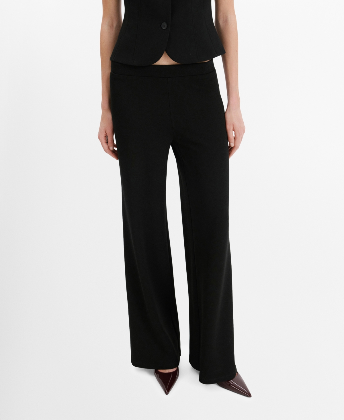 Click here for Mango Womens Straight Low-Rise Suit Pants - Black prices
