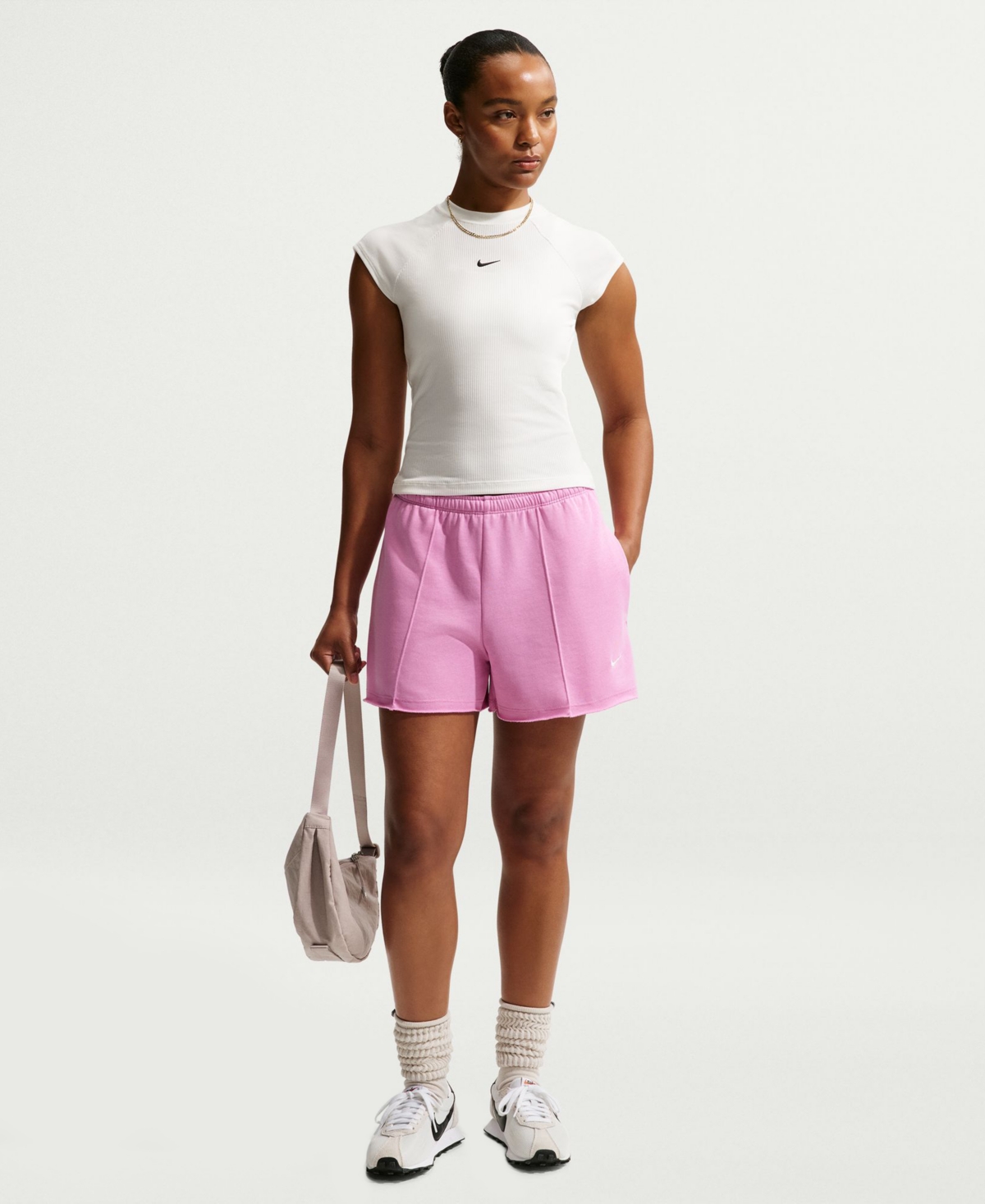 Click here for Nike Womens Mid-Rise French Terry Shorts - Lt Mage... prices