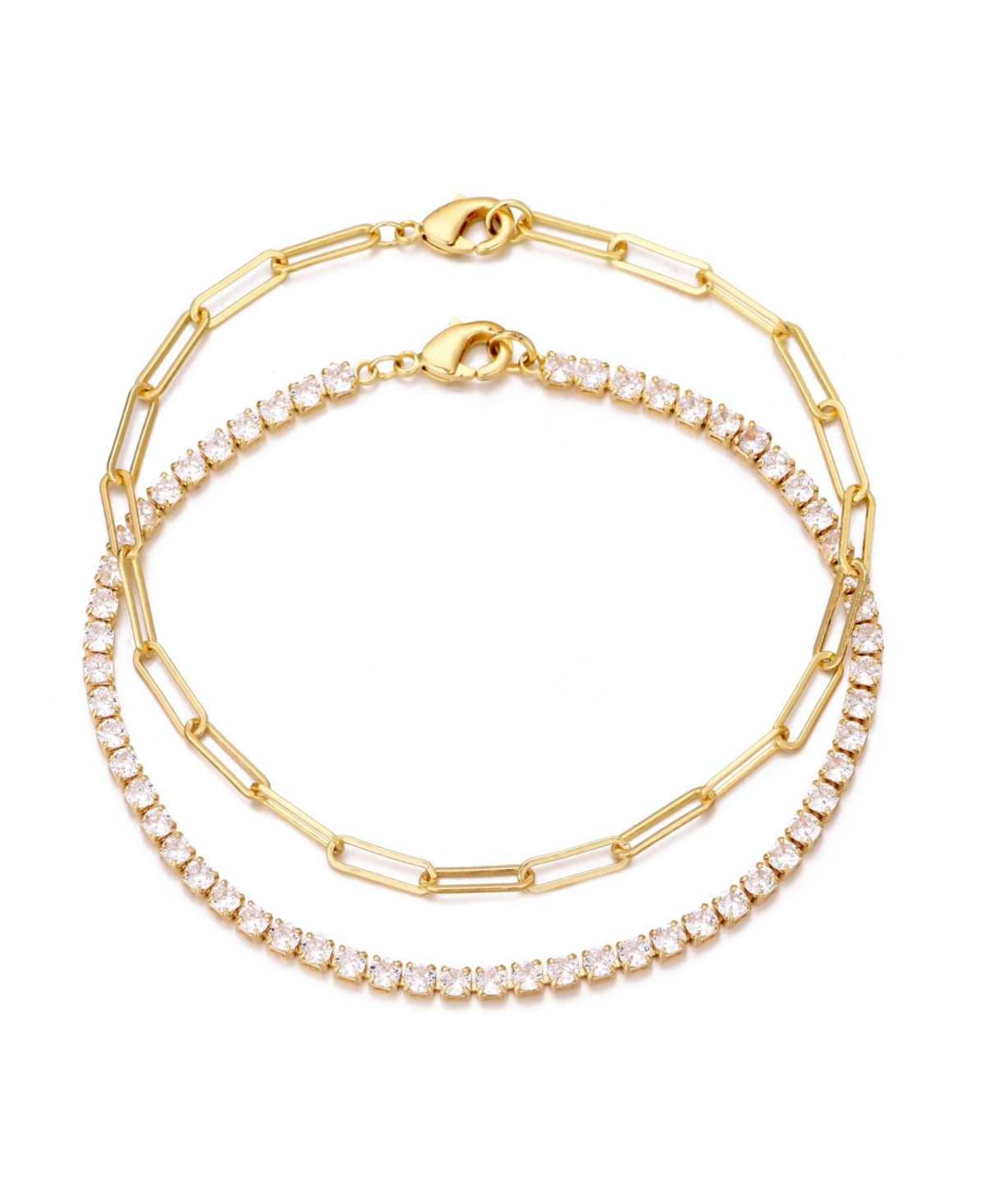 Click here for Adornia Gold Tennis and Paperclip Chain Bracelet S... prices