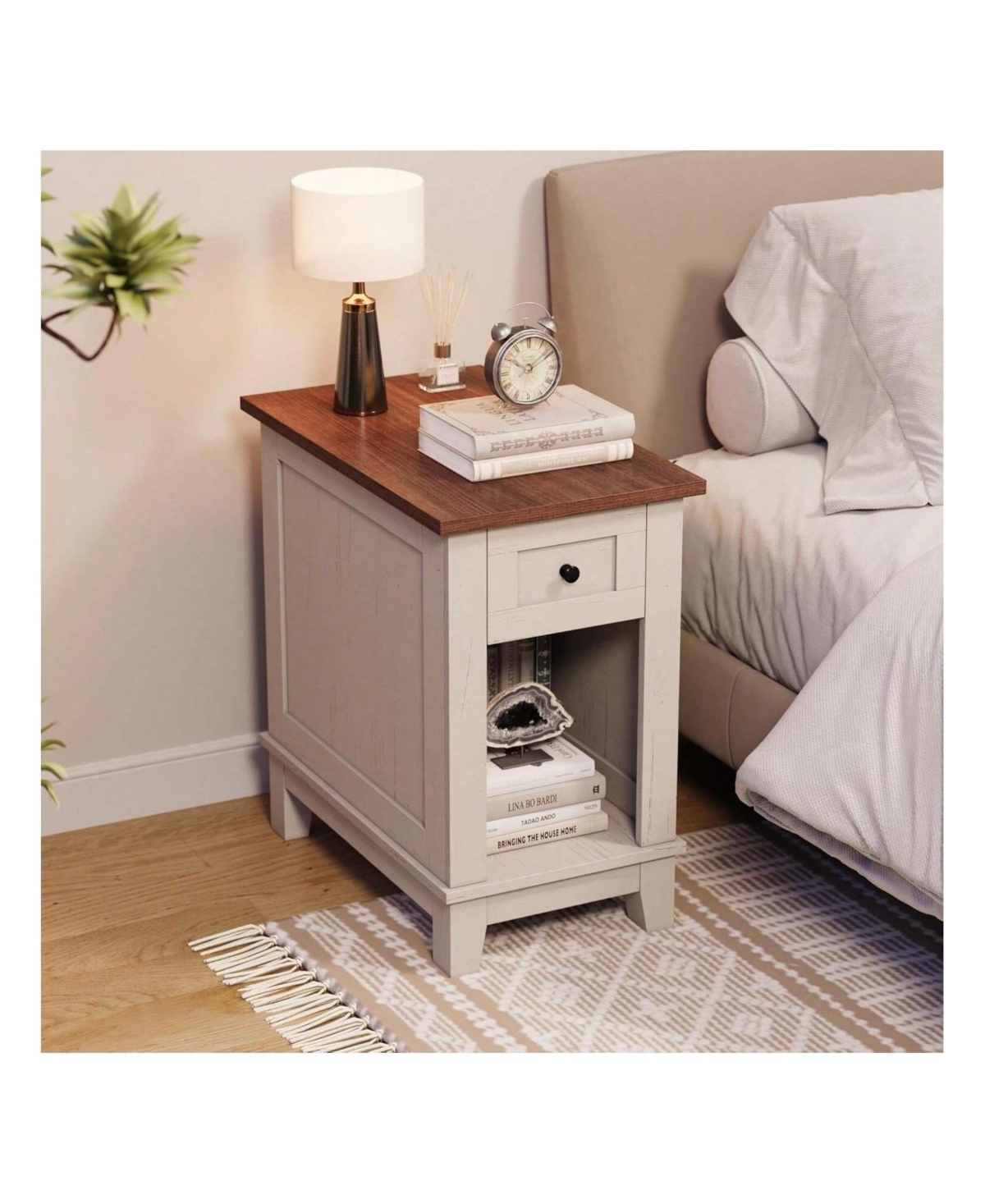 Click here for gaomon Narrow Farmhouse Side Table with Charging S... prices