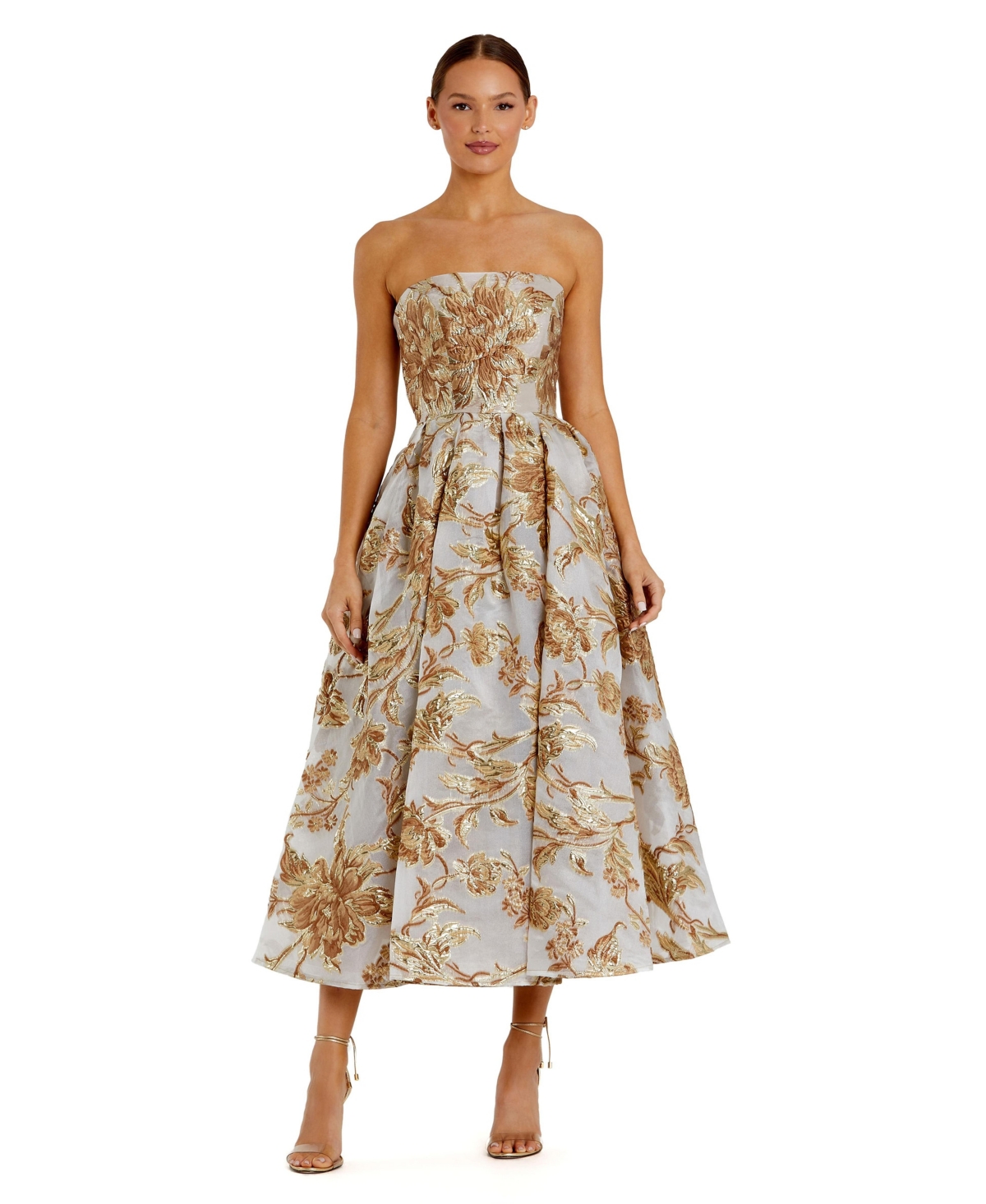 Click here for Mac Duggal Petite Strapless Brocade Midi Dress wit... prices