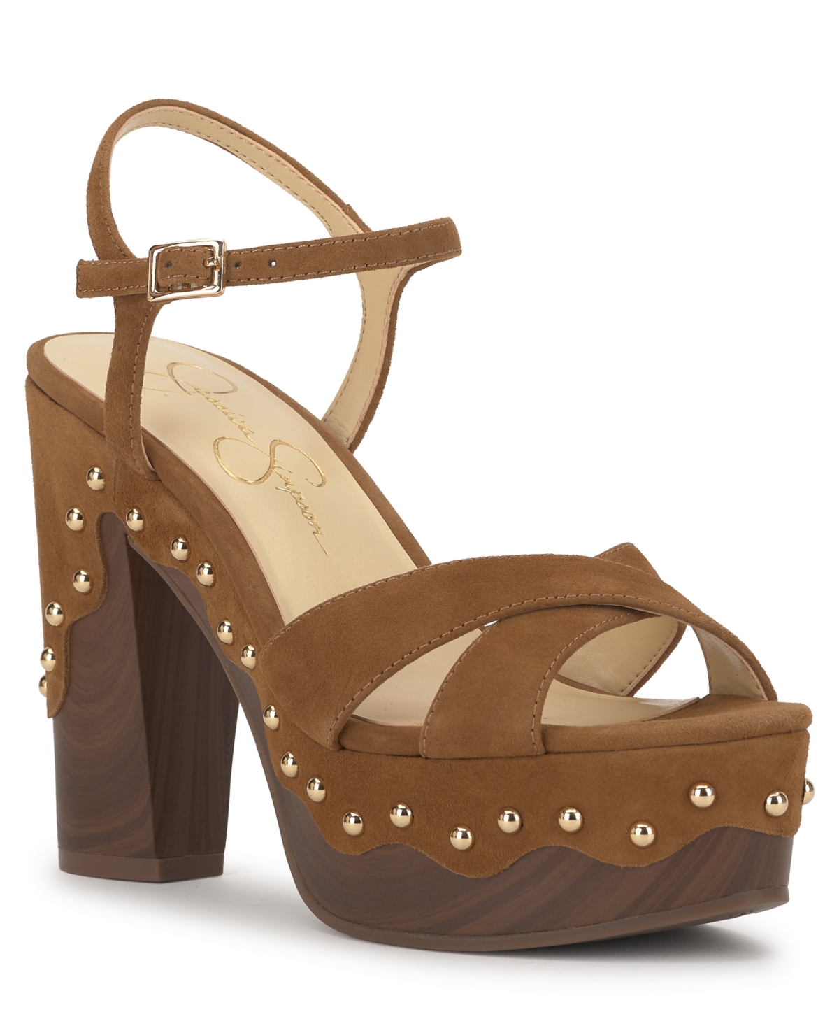 Click here for Jessica Simpson Womens Samintia Studded Wooden Pla... prices