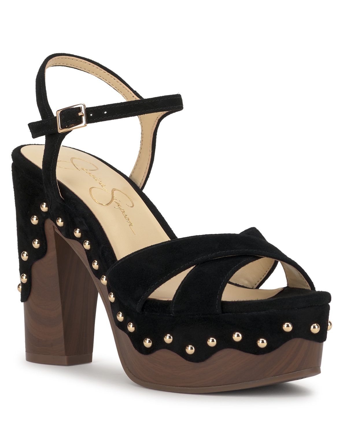 Click here for Jessica Simpson Womens Samintia Studded Wooden Pla... prices
