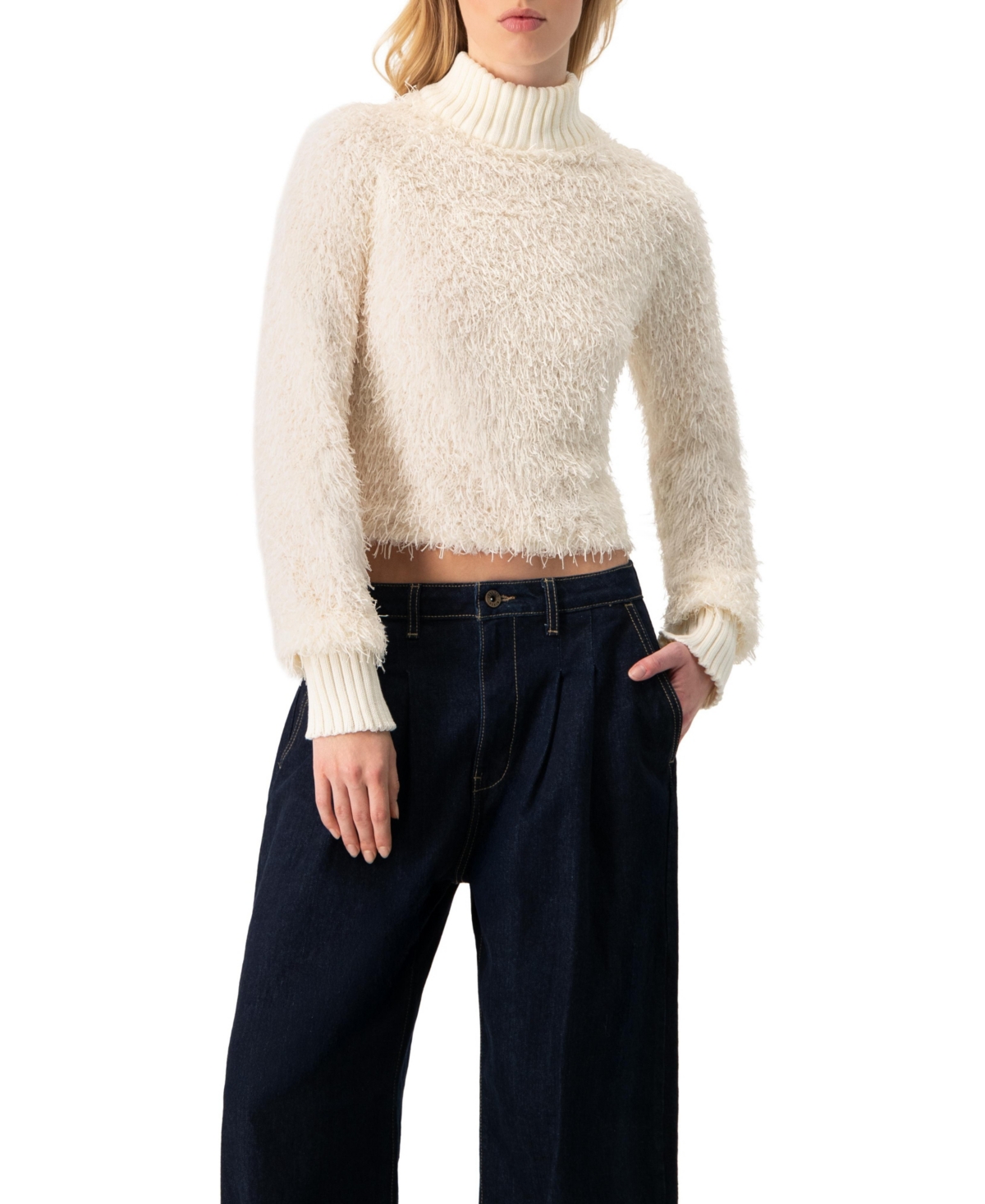 Click here for Ivonne Womens High Neck Fringe Blouse - Ivory prices