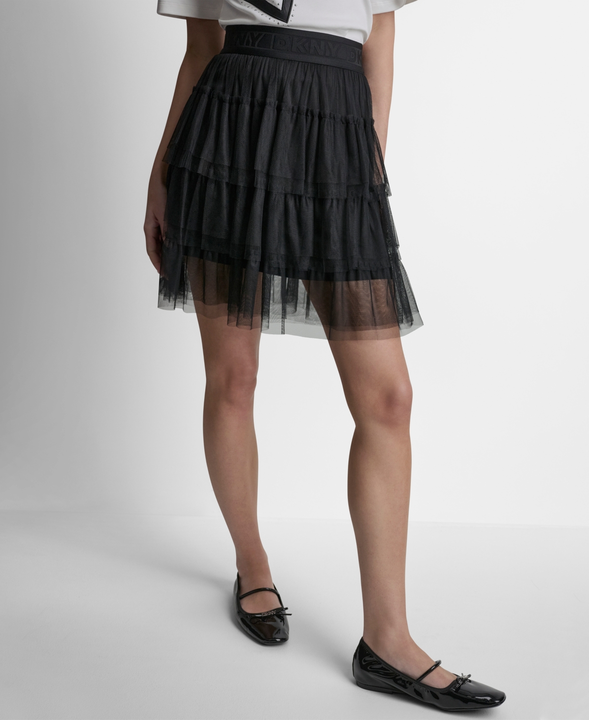 Click here for Dkny Womens Pull-On Mesh Tulle Mini Skirt - Black prices