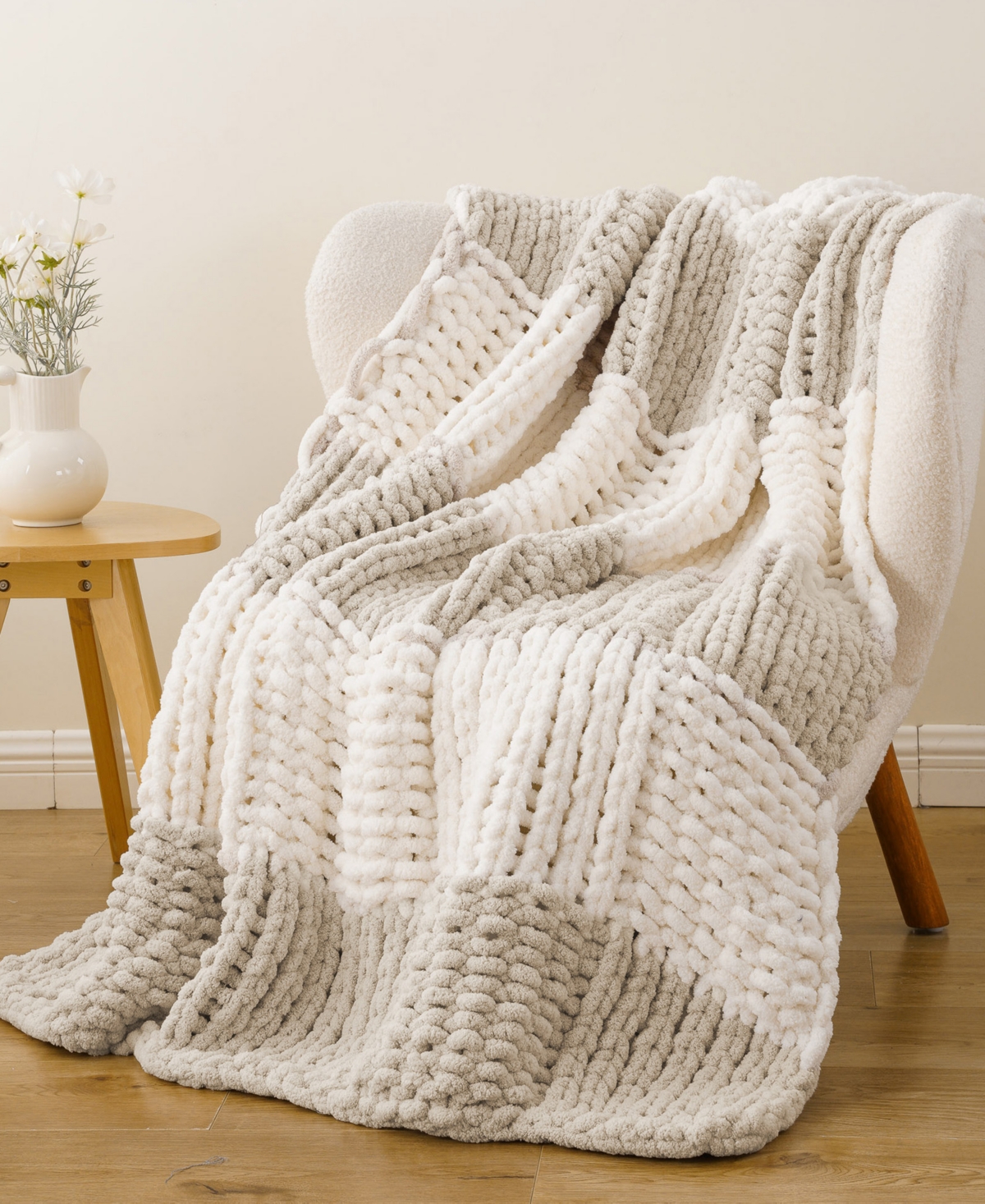 Click here for Battilo Home Color Blocked Thick Chenille Chunky K... prices