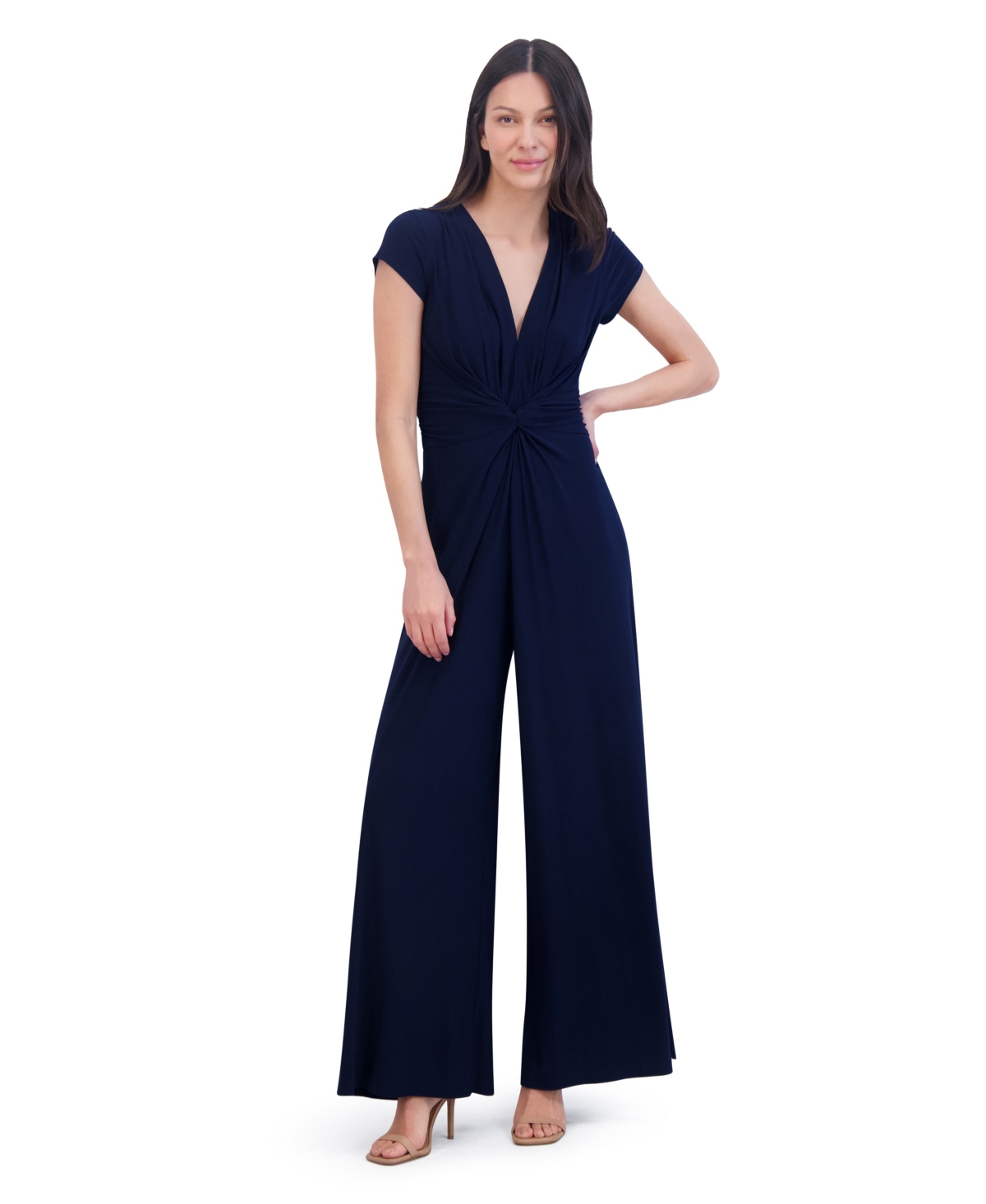 Click here for Vince Camuto Womens Plunge V-Neck Jumpsuit - Navy prices