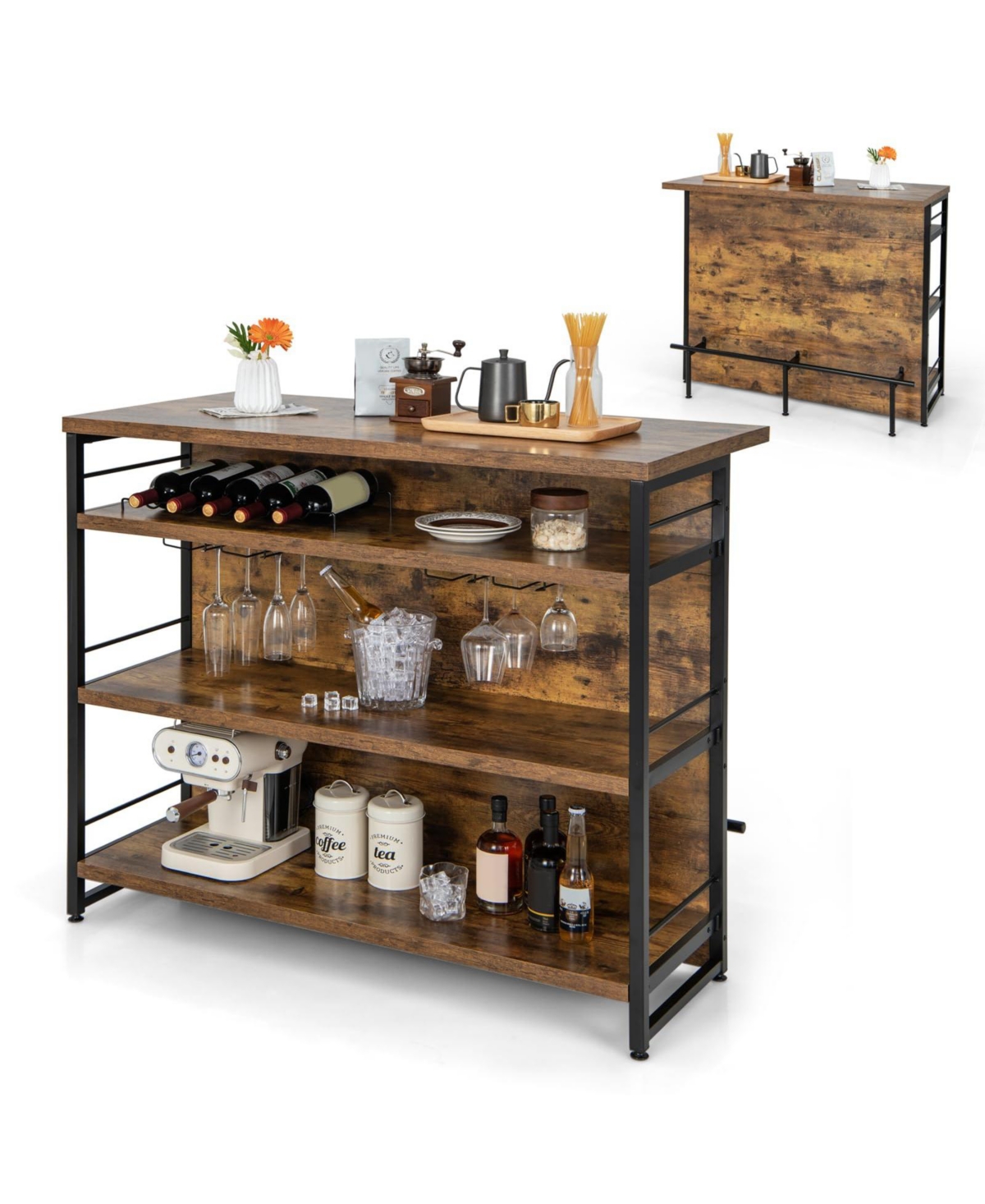 Click here for Volenca 4-Tier Mini Bar Kitchen Island with Footre... prices